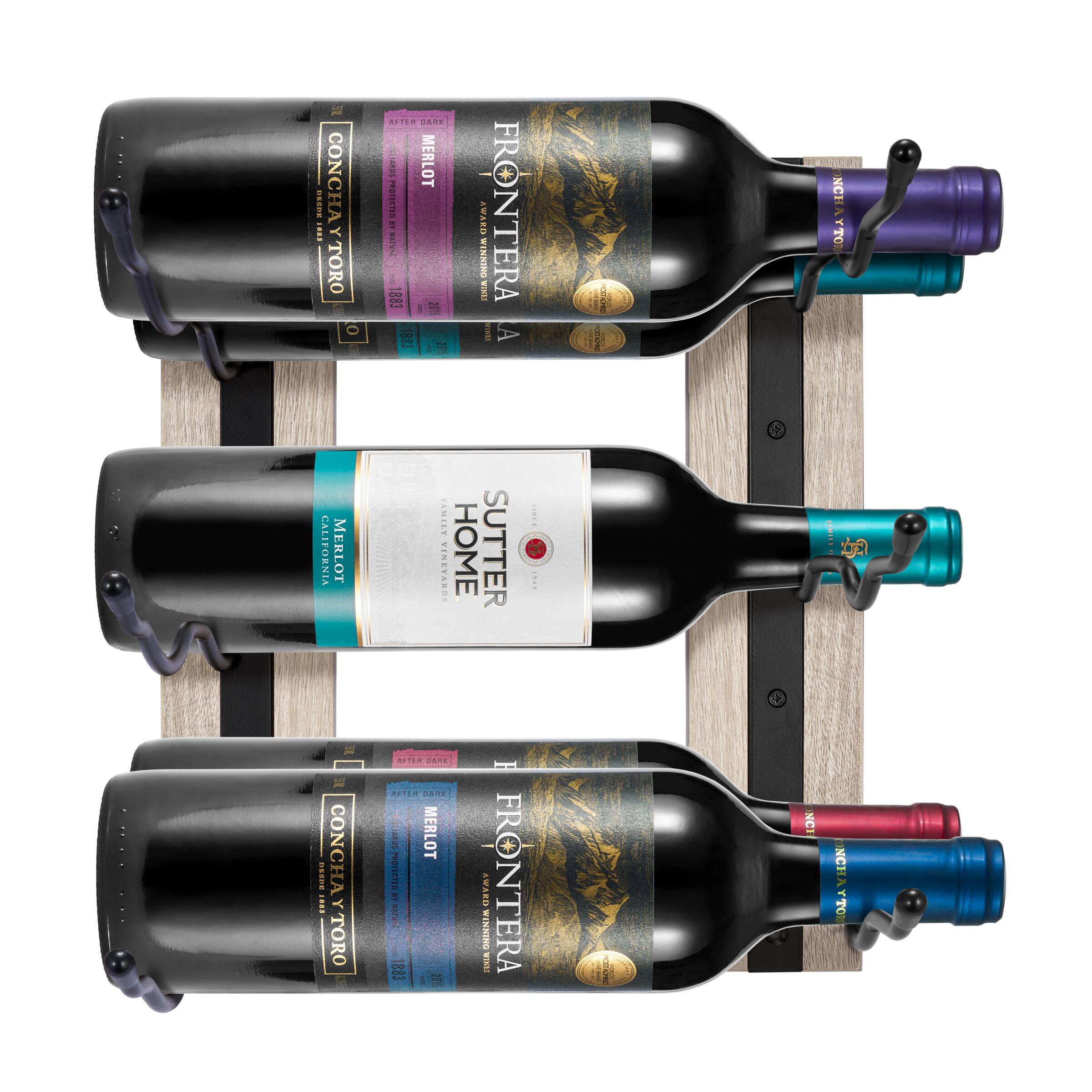 Sorbus Wall Mounted Wine Rack + Stemware Rack Set Wire & Wood Wine Rack ...