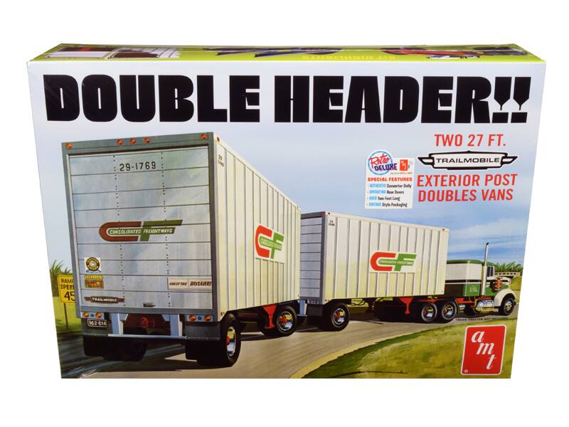 Skill 3 Model Kit Trailmobile Double Header Tandem Van Trailers 1/25 ...