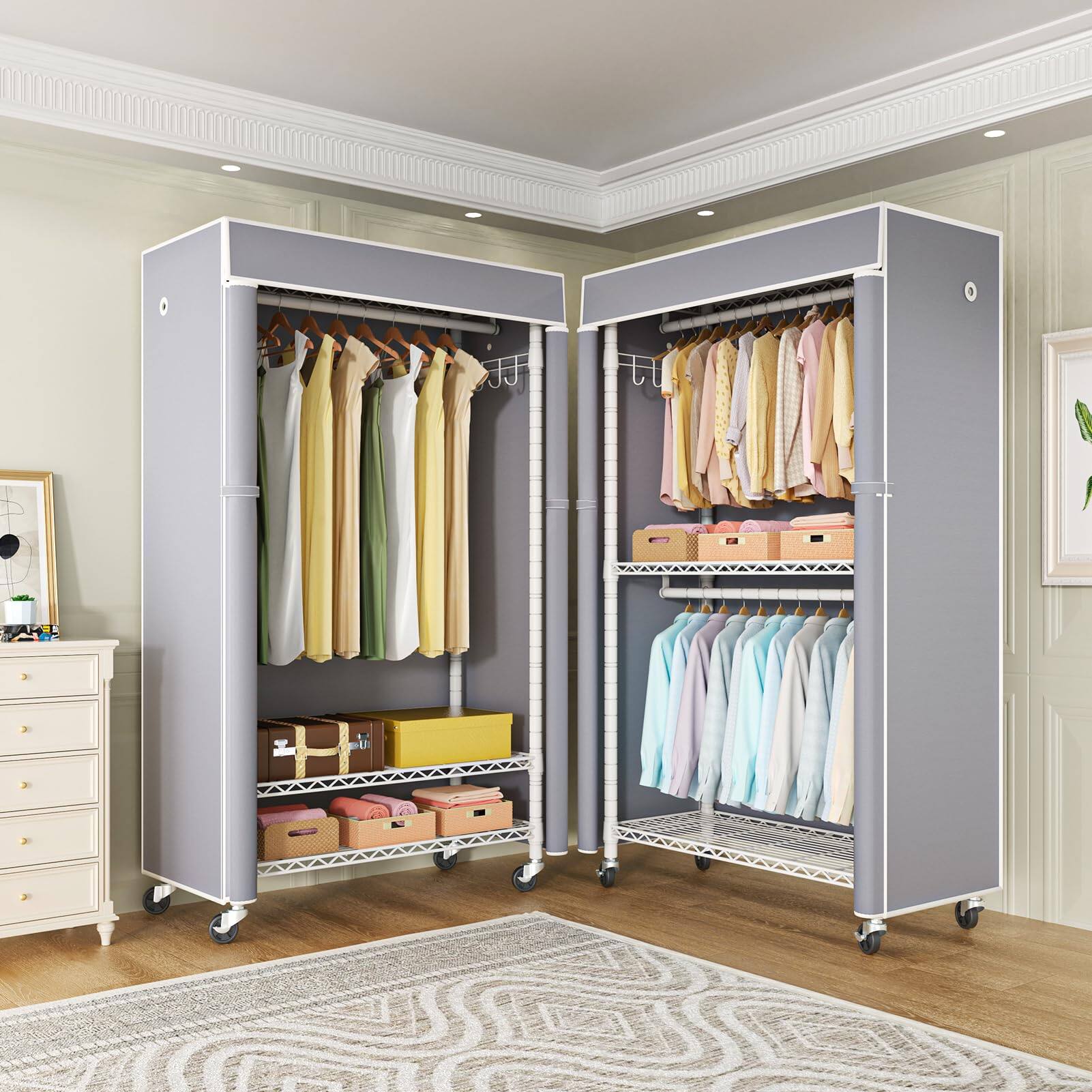 Hirose Alice FUTASSI Clothing Rack with Cover P1C Rolling Closet Rack ...