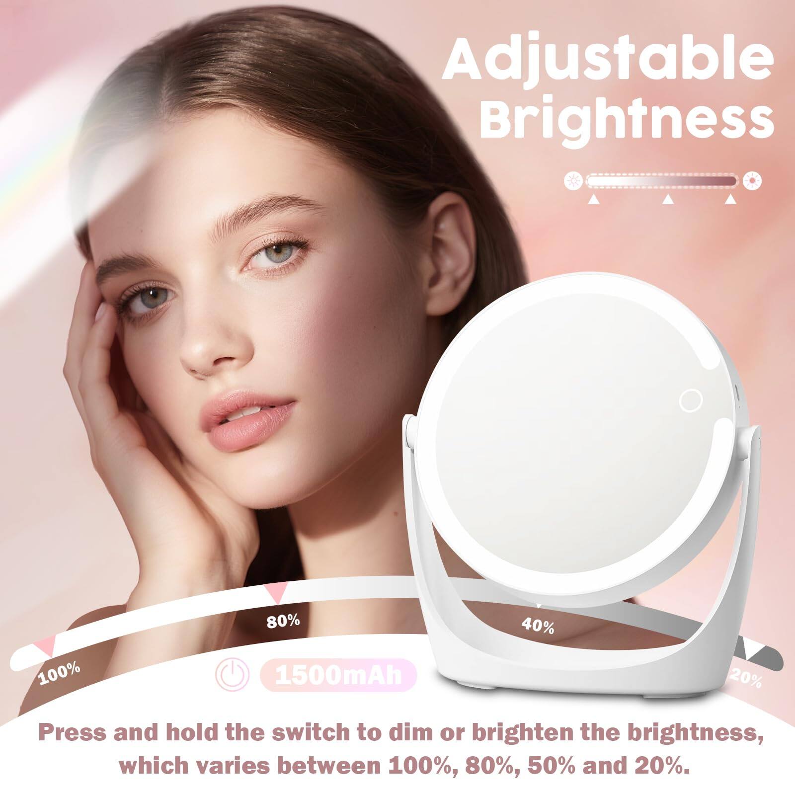 Cedar Assembly Mirror LED Lighted Magnifying Rechargeable Vanity Makeup ...