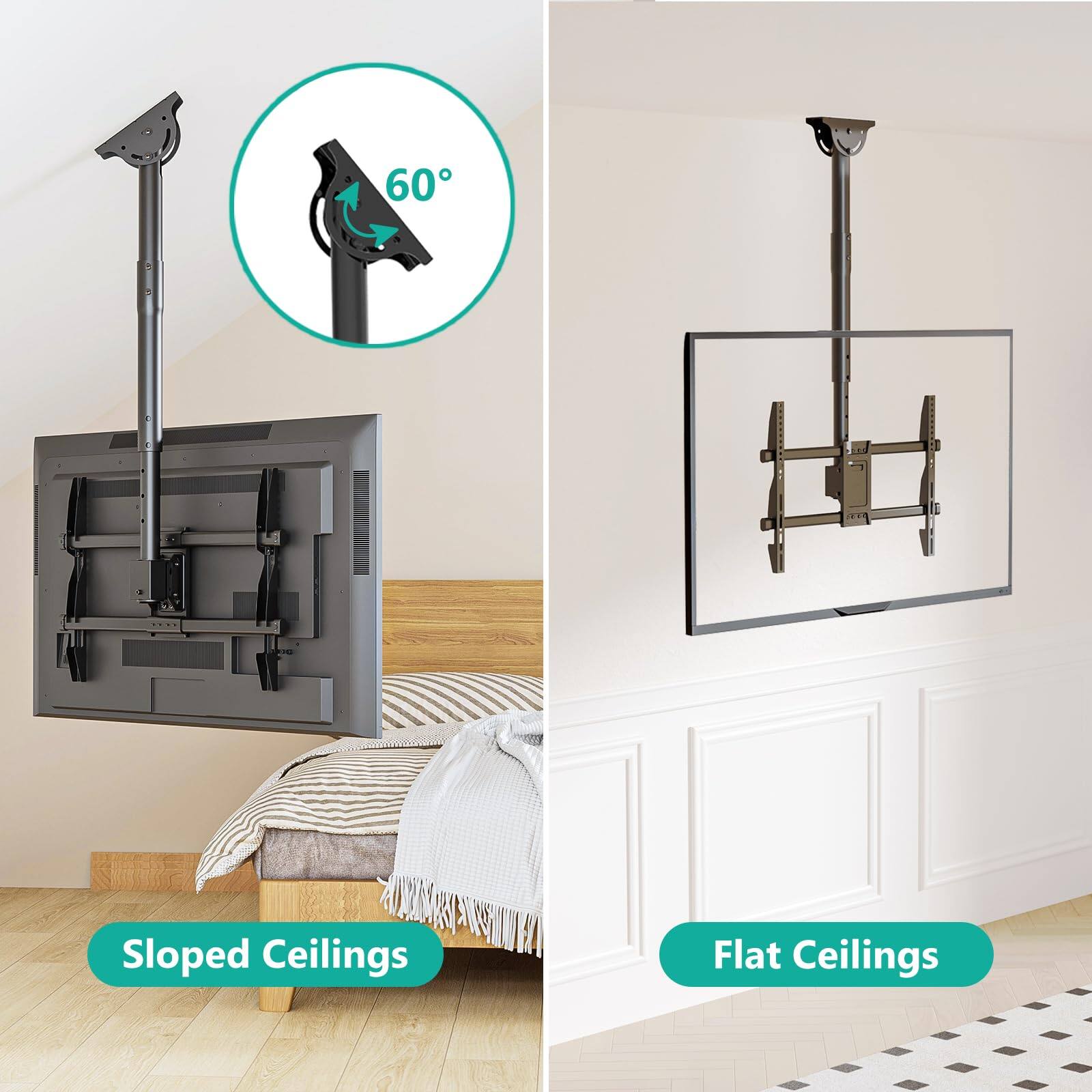 Earthley Blooms Ceiling Tv Mount 37 80 Inch Flat Screen Display Hanging ...