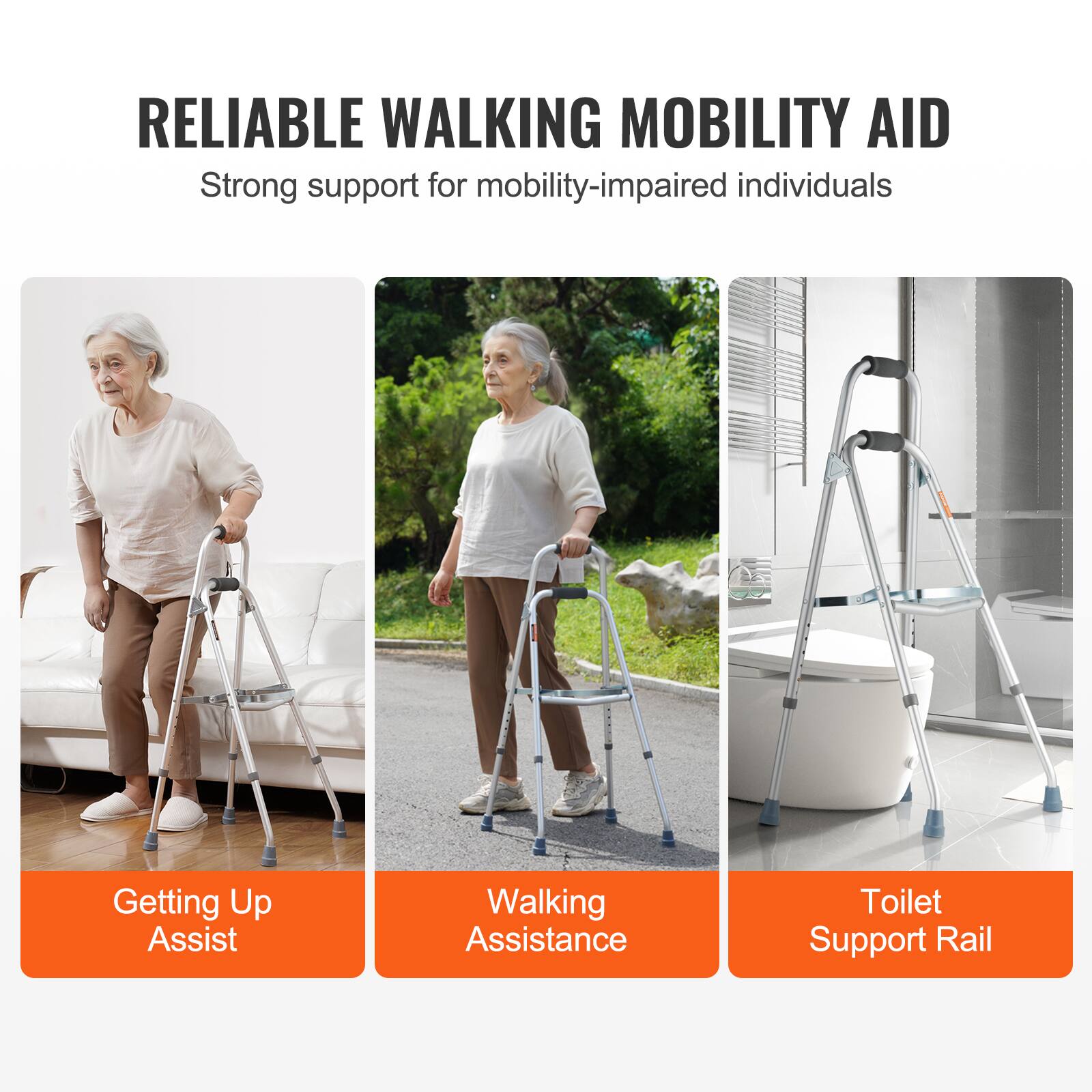 VEVOR Folding Hemi Walker, One Arm Folding Walker for Seniors with 6 Level Adjustable Height, Up ...