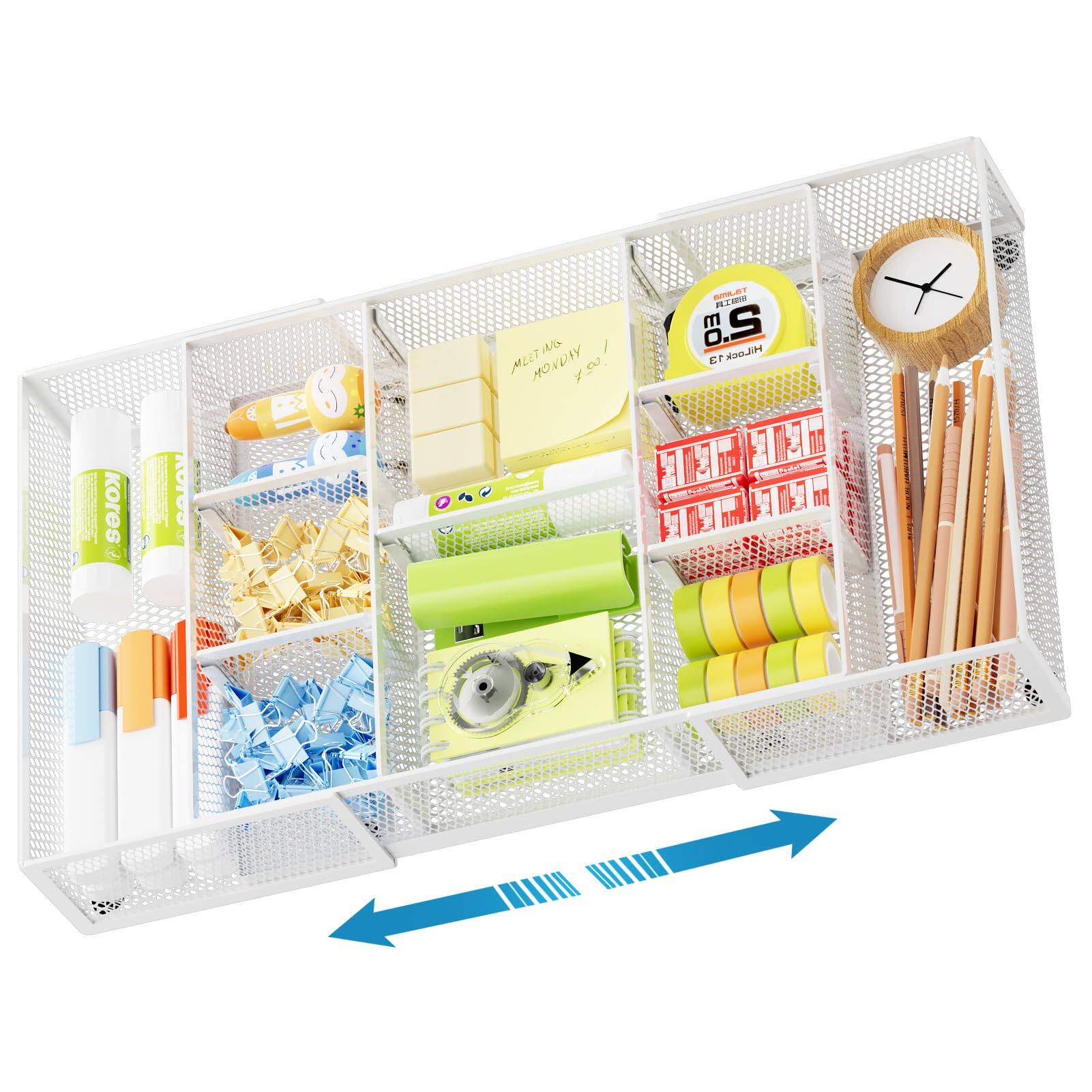 Paradigms Interiors Expandable Desk Drawer Organizer Mesh Tray With 10 ...