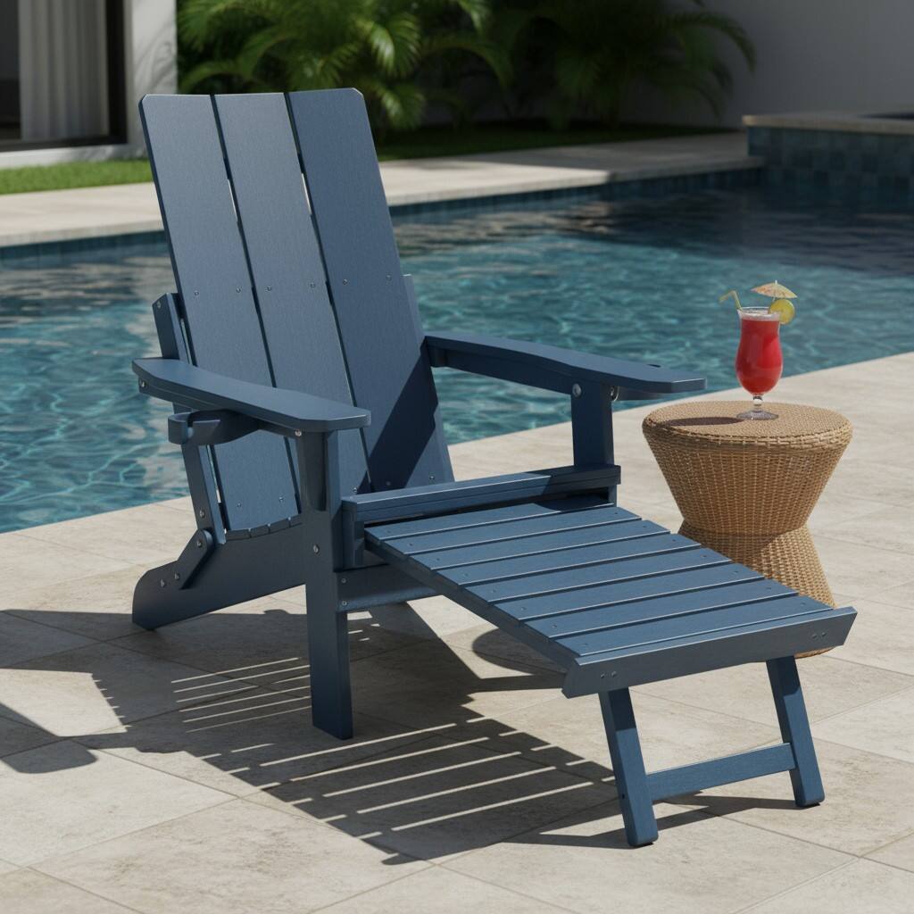 Fortune Candy Folding Adirondack Chair w/Cupholders, Ottoman & Cushion ...
