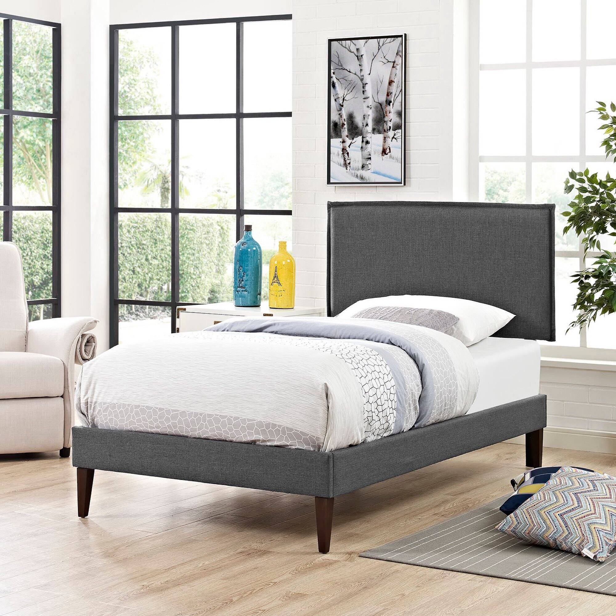Modway Maisie Stainless Steel Queen Bed Frame Brown MWY-MOD-5533-BRN ...