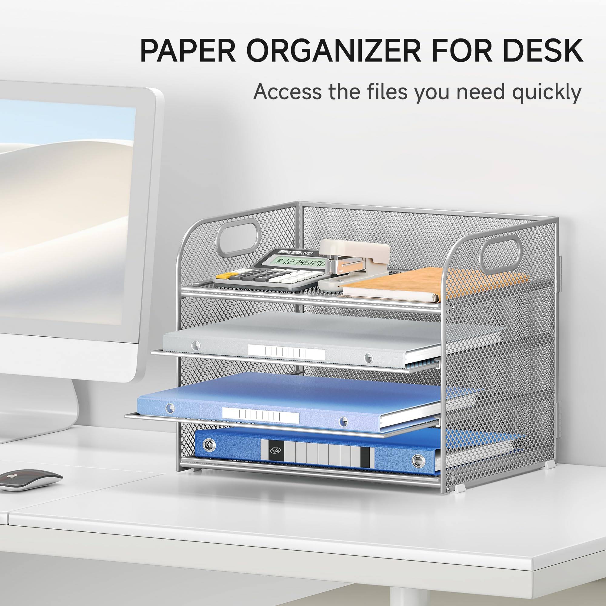 Paradigms Interiors 4 tier Paper Organizer Trays Mesh File Folder ...
