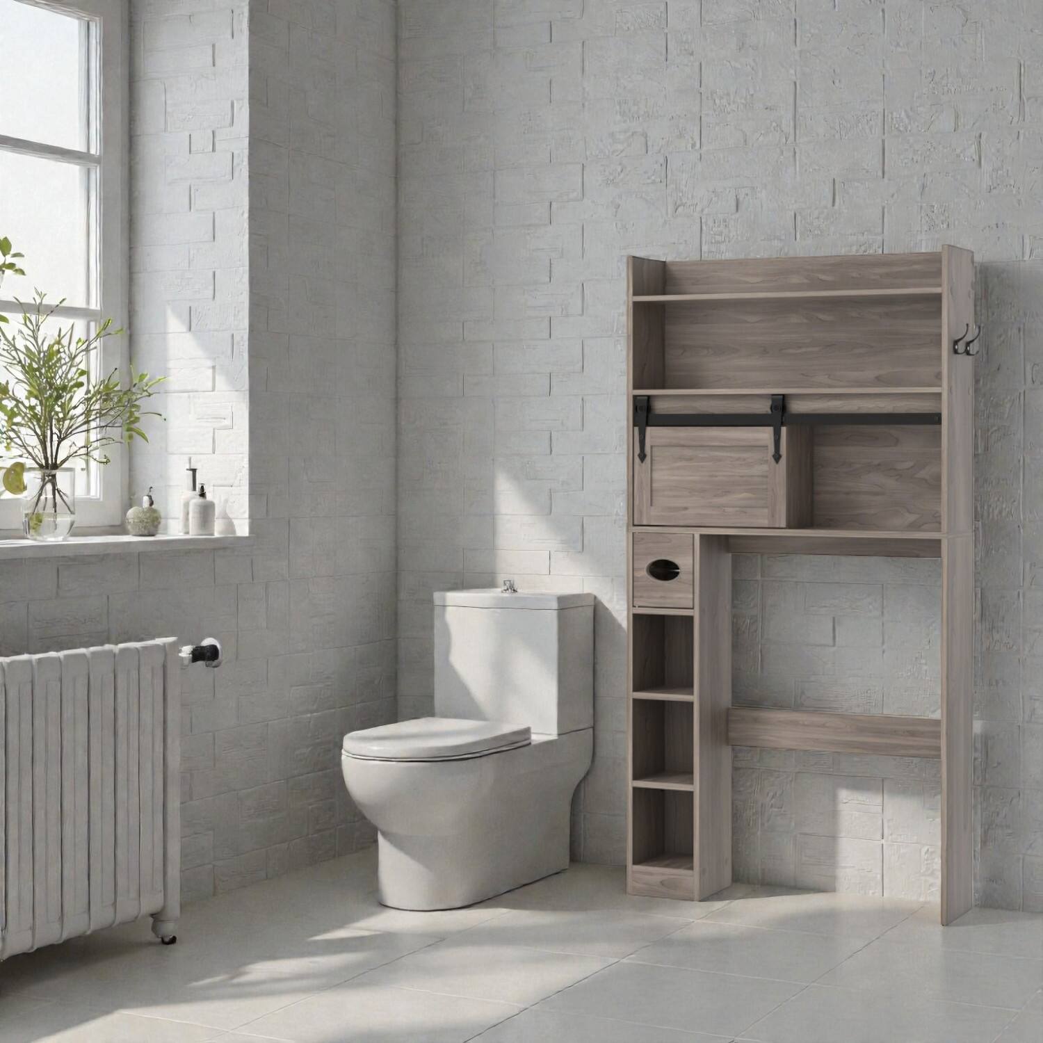 Hivvago Bathroom Storage Cabinet for Toilet Area with Sliding Barn ...