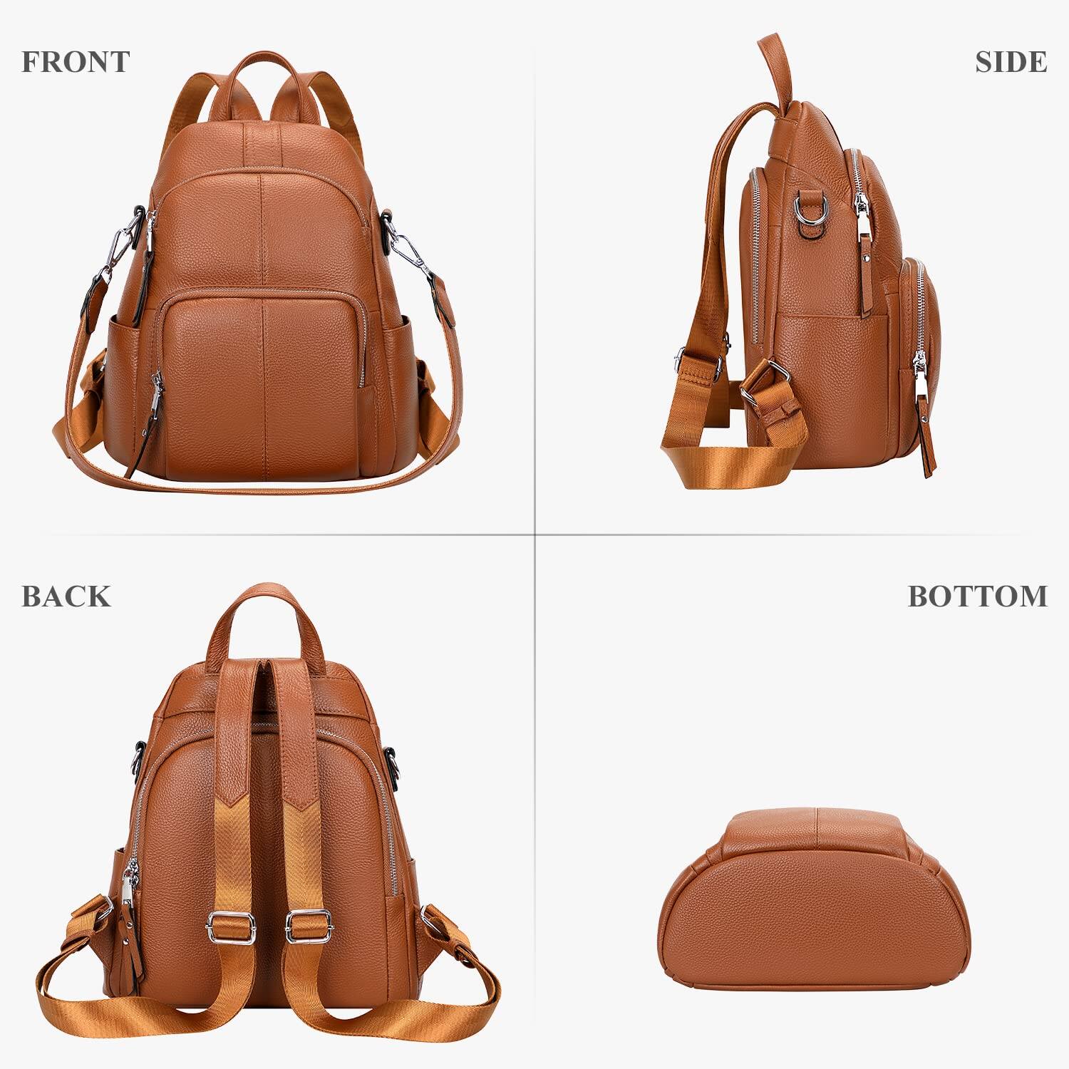 Live At Space Soft Leather Backpack Purse For Women theft Backpacks Versatile Shoulder Bag Brown ...