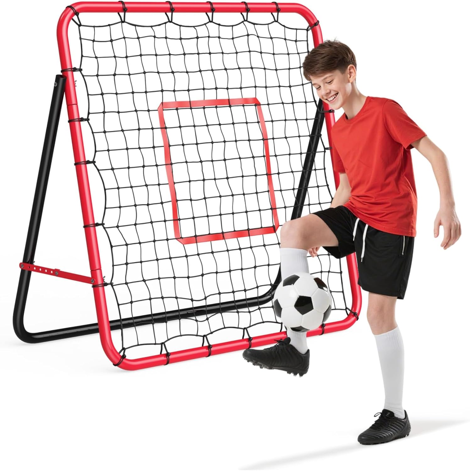 Babevy Soccer Rebounder Net Adjustable Angle Steel Frame Training ...