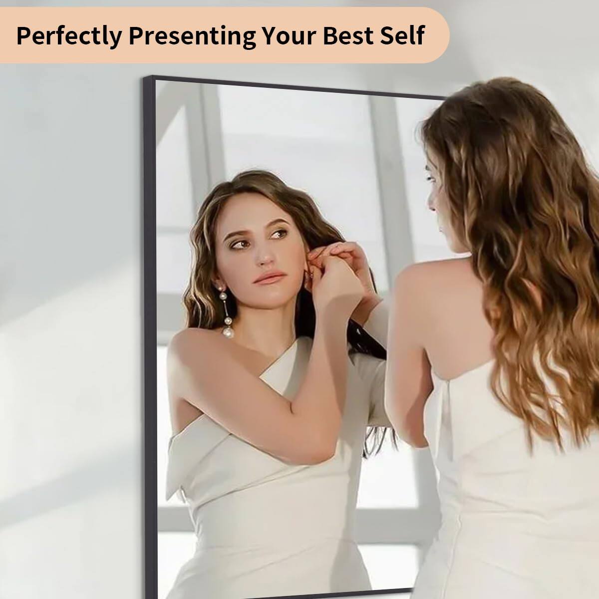 Live At Space Black Rectangle Wall Mirror 20x30 Inch Bathroom Aluminum ...