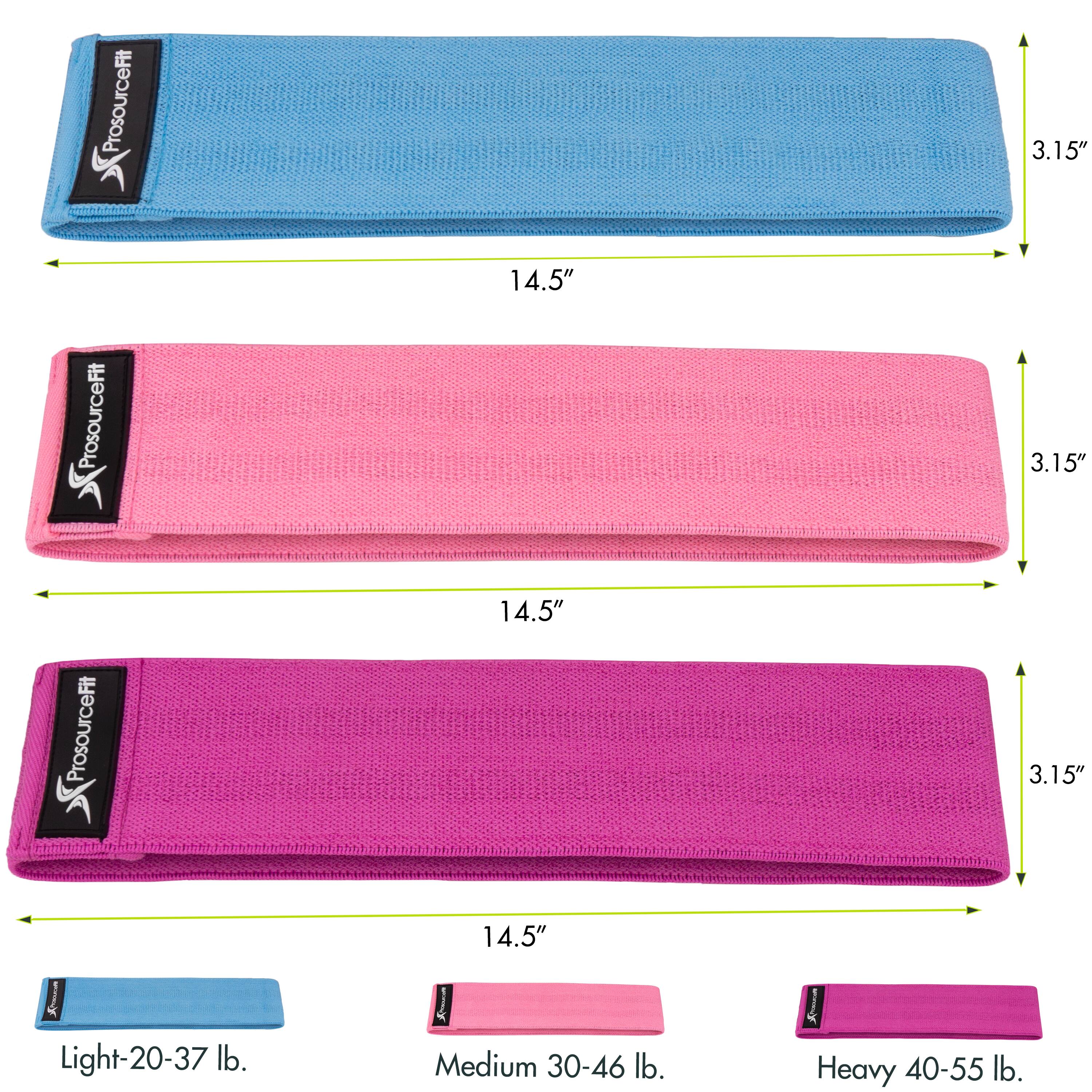 ProsourceFit Fabric Loop Resistance Band Set Blue/Pink/Purple ps-1023 ...