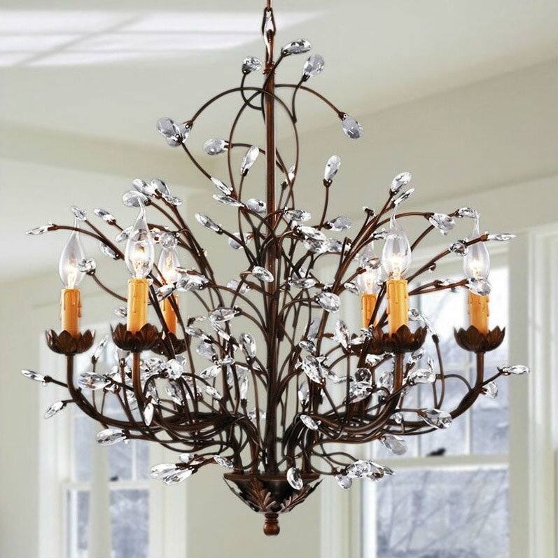 Hivvago 6 light Crystal and Iron Chandelier Antique Bronze AB6LCIC26791 ...