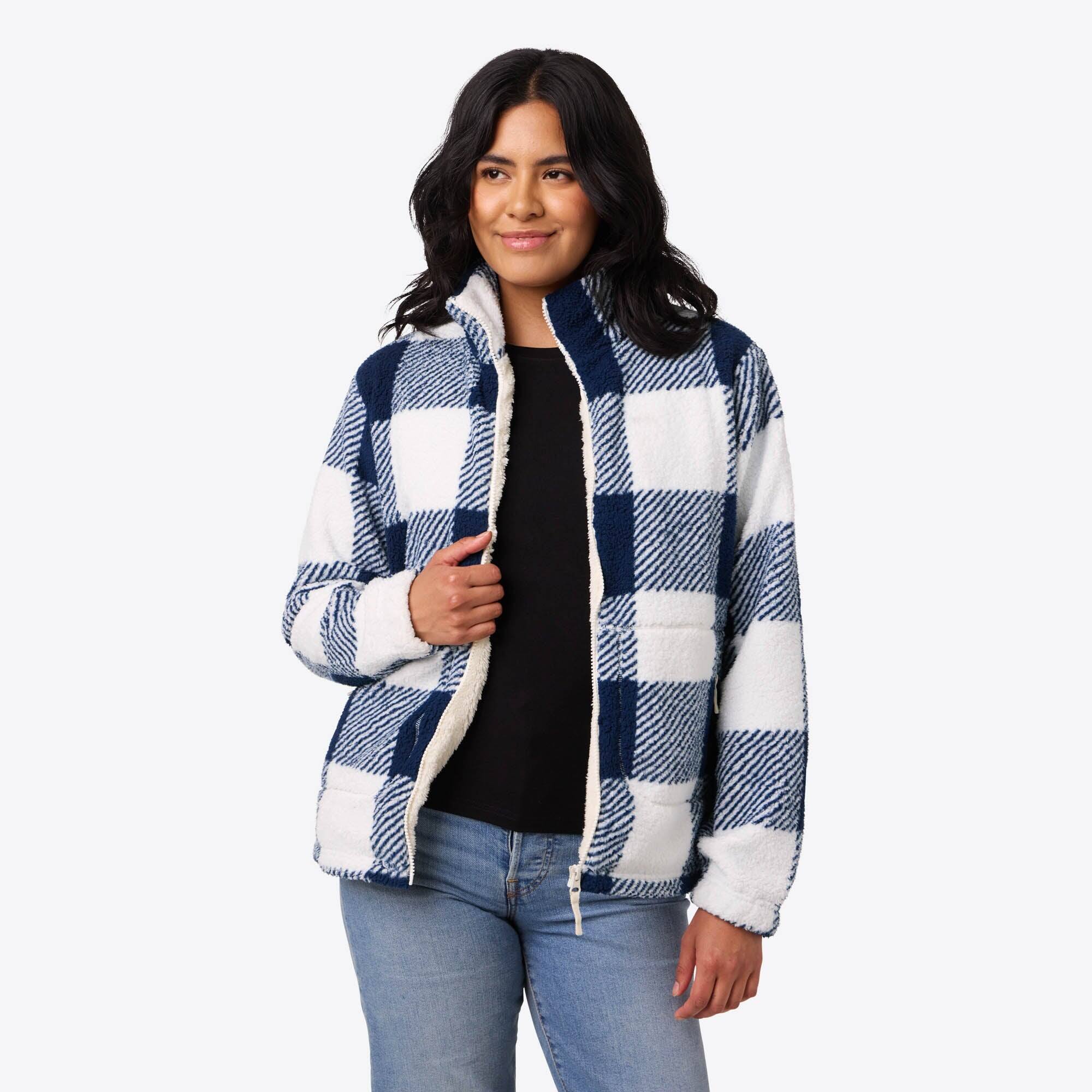 Mobile Warming Women's Upland Sherpa Printed Heated Long Jacket Blue ...