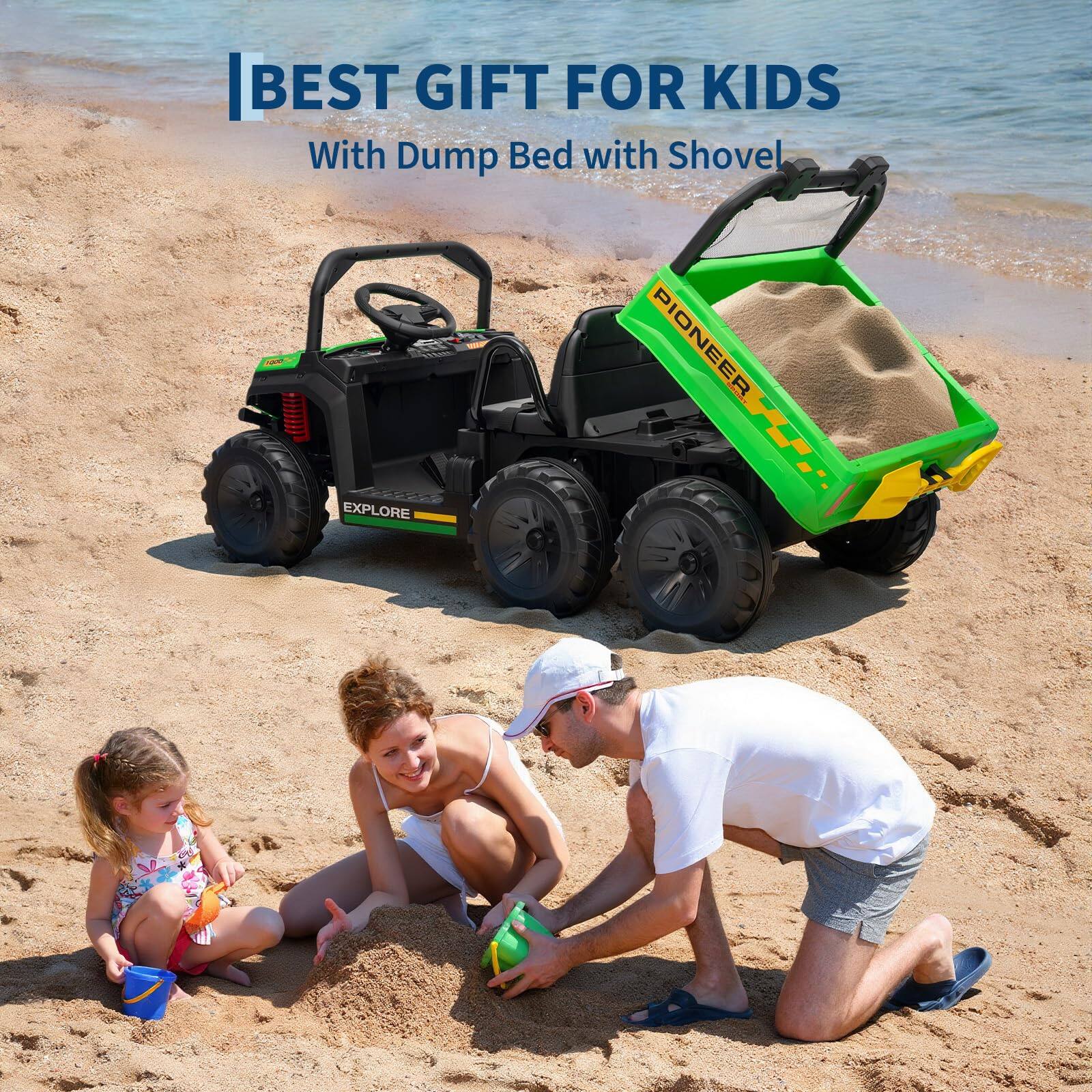 GARVEE 24V 4WD Ride on Dump Truck for Kids, 2 Seater Electric Off Road ...