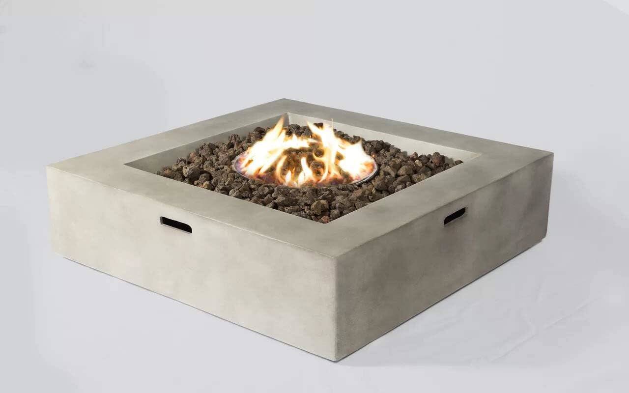 Spaco 12" Height Concrete Outdoor Fire Pit Table, Propane/Natural Gas ...