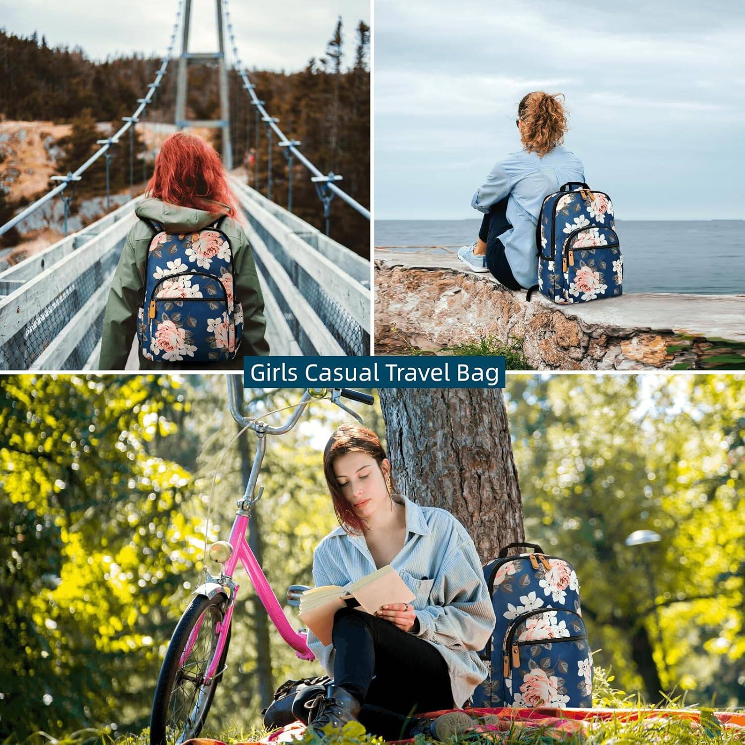 Live At Space Leaper Water resistant Floral Laptop Backpack Women ...