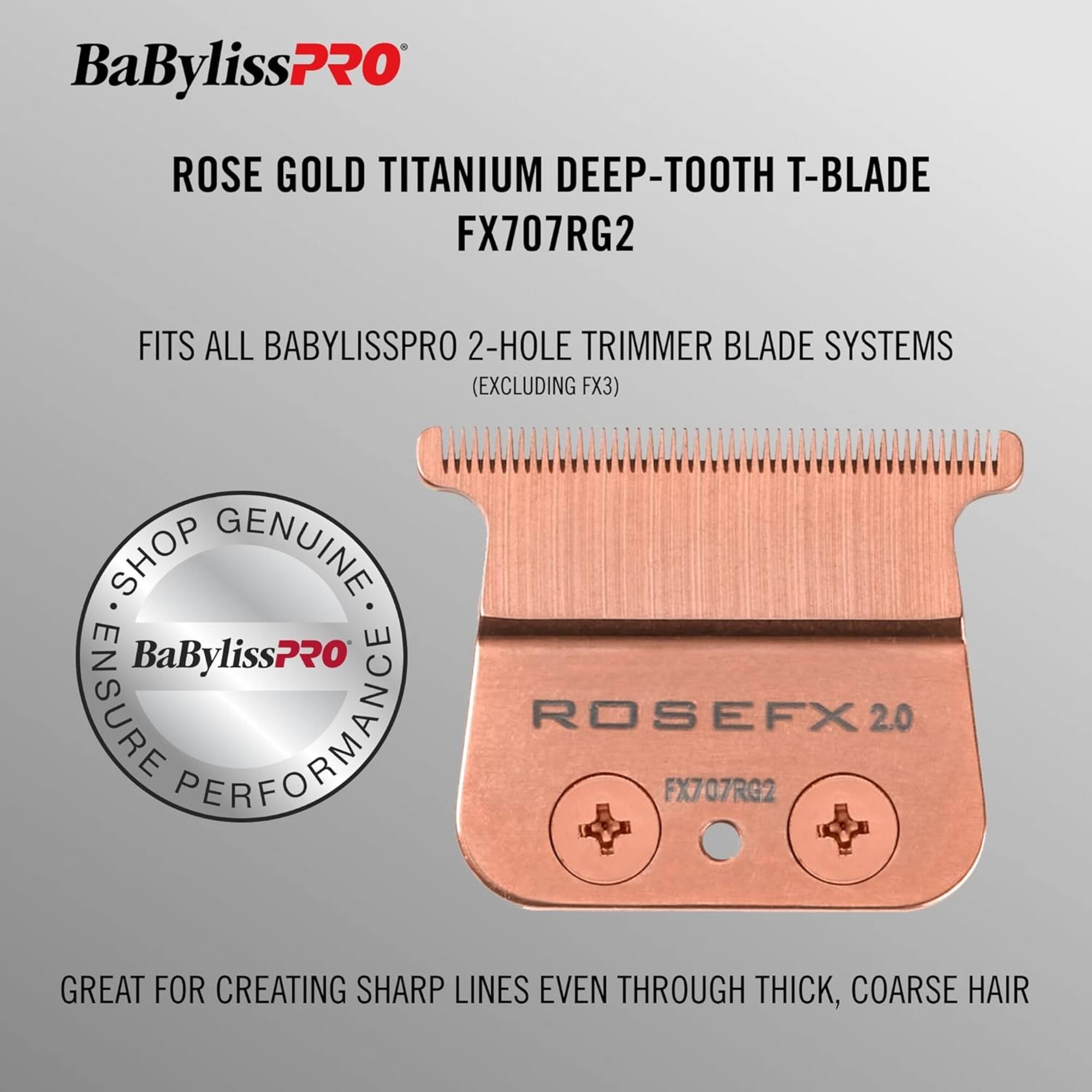 Babyliss Pro FX707RG2 Replacement Deep Tooth T Blade 2.0MM Rose Gold ...