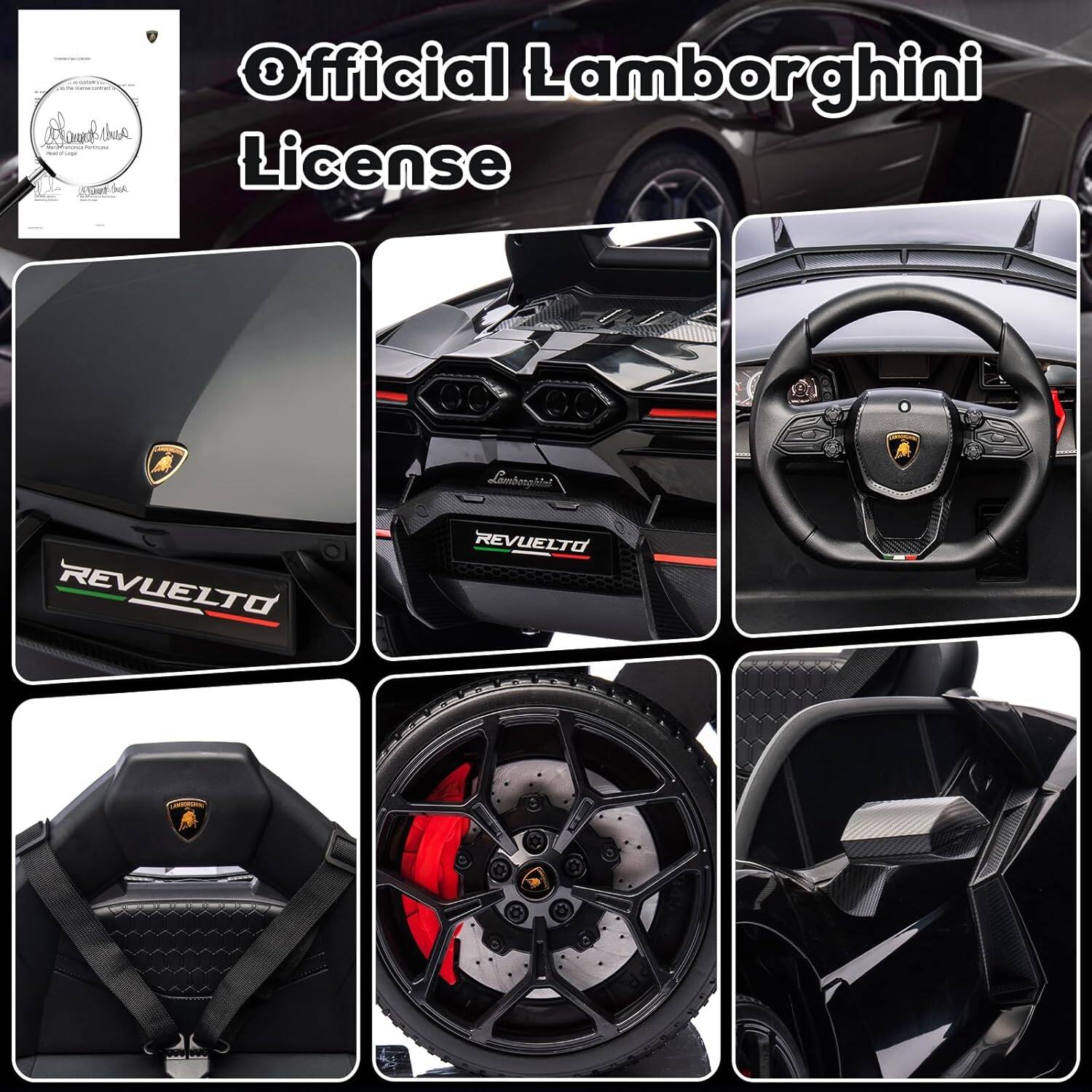 Acekool 12V Ride On Car for Kids, Licensed Lamborghini Revuelto ...