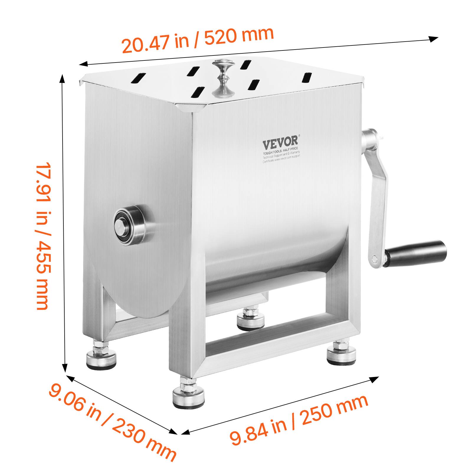 VEVOR Manual Meat Mixer, 15L Fixed Tank Meat Processing Equipment(Mixing Max 15LBS for Meat ...