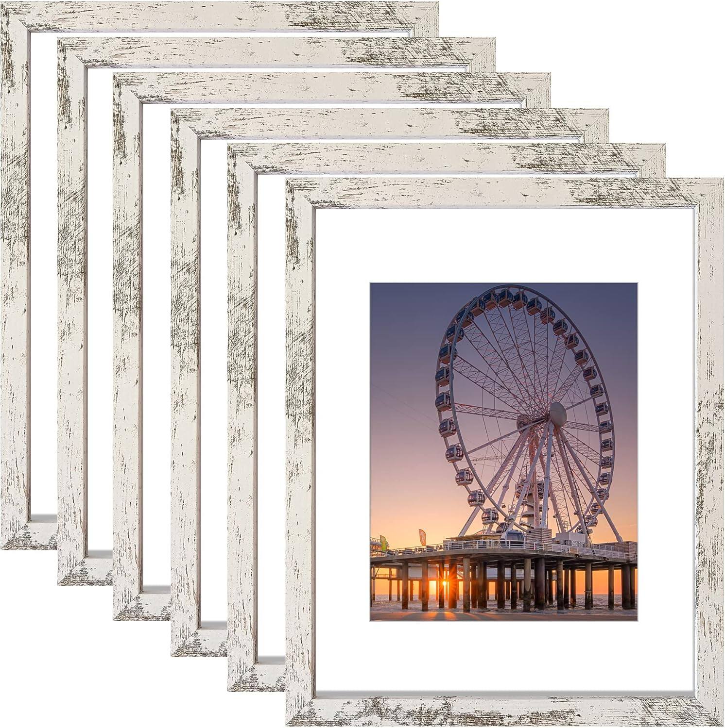 blue 8x10 Picture Frame Black Set of 6, Display Pictures 5x7 with Mat ...