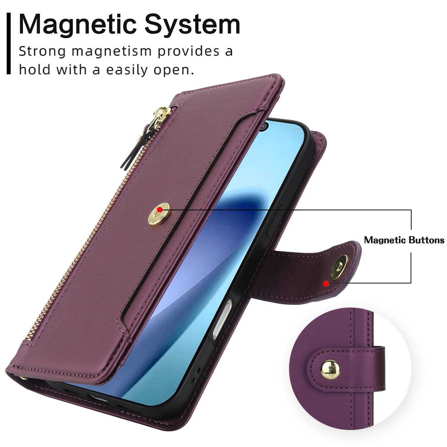 Dteck Crossbody Zipper Wallet Case for Apple iPhone Air,Faux Leather ...