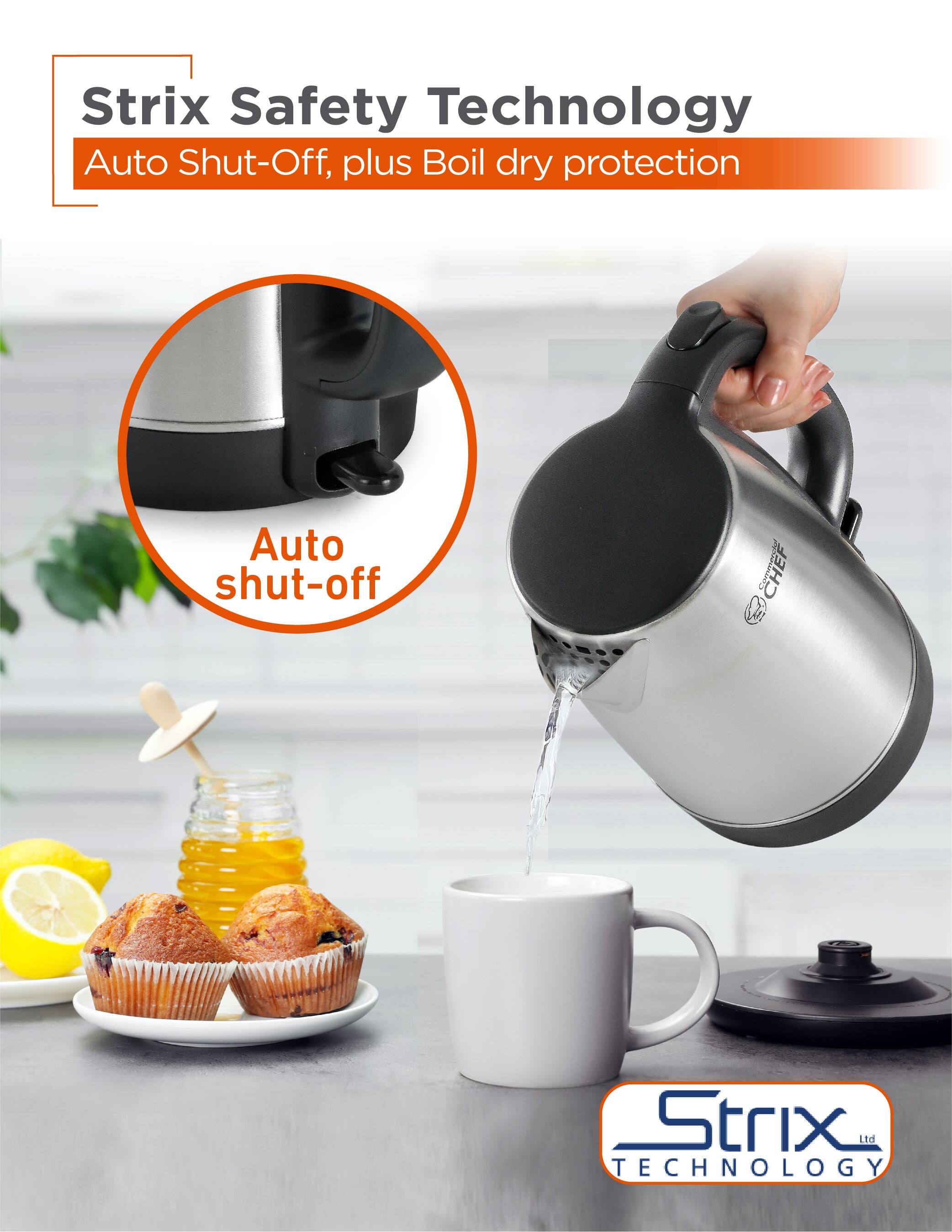 Commercial Chef 1.7L Cordless Kettle Stainless Steel CHK17M3SS - Best Buy