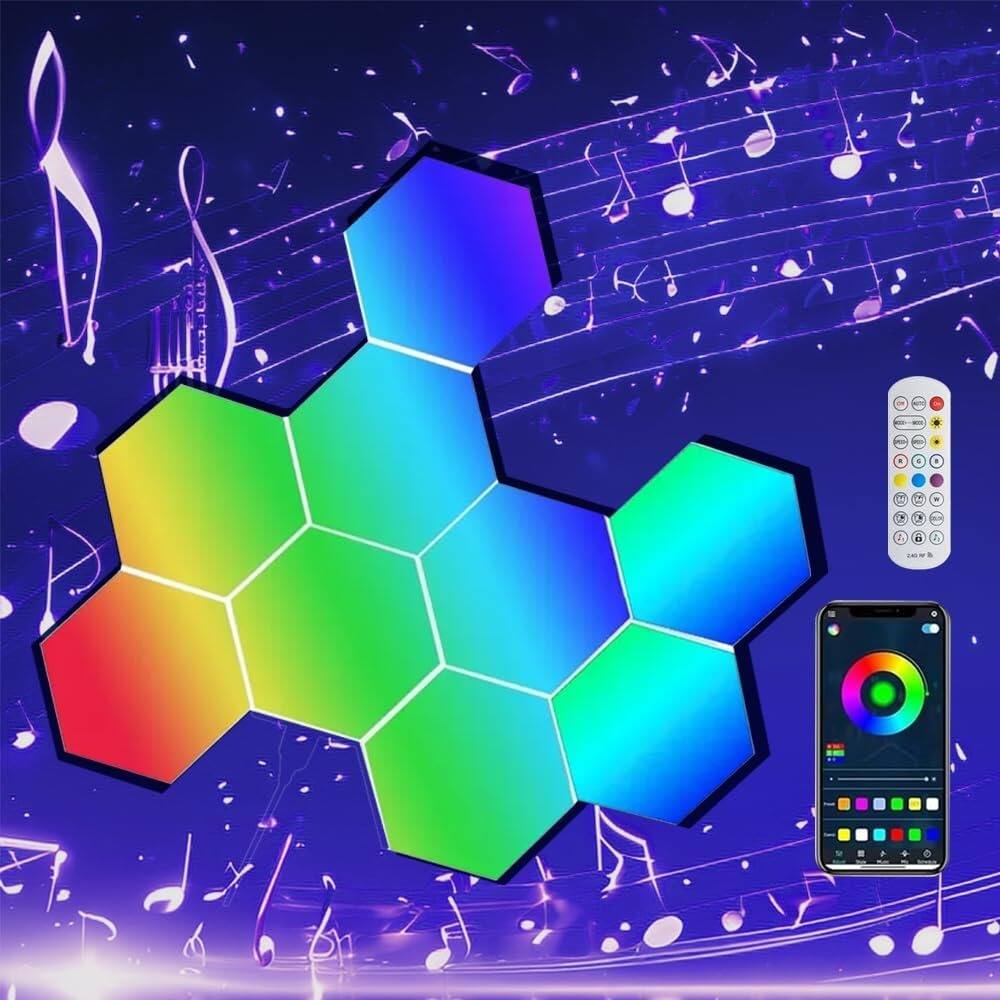 Schertz Smart RGB Hexagon LED Wall Lights with App & Remote Control ...