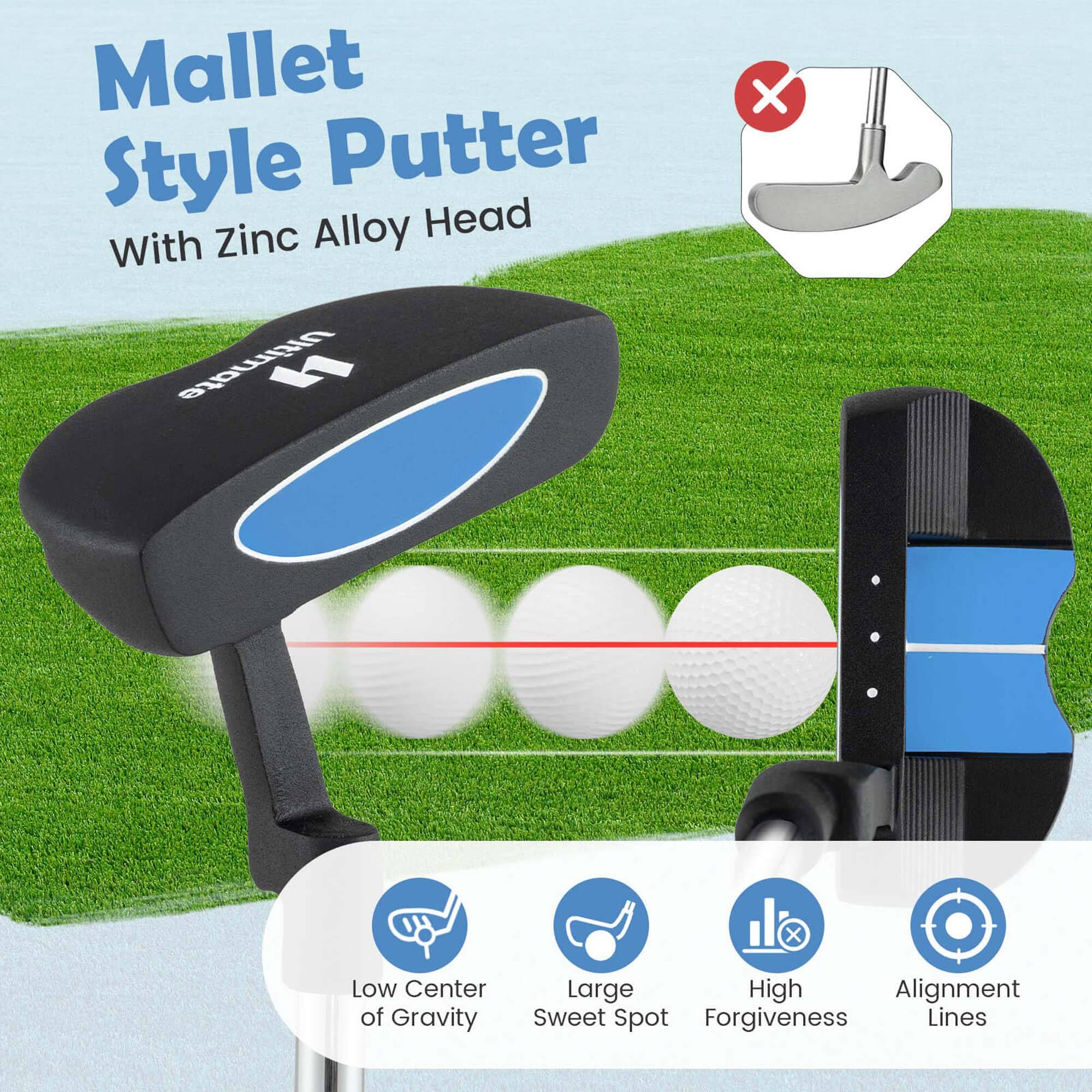 Costway 30 Inch Junior Mallet Putter for Kids with Stainless Steel ...