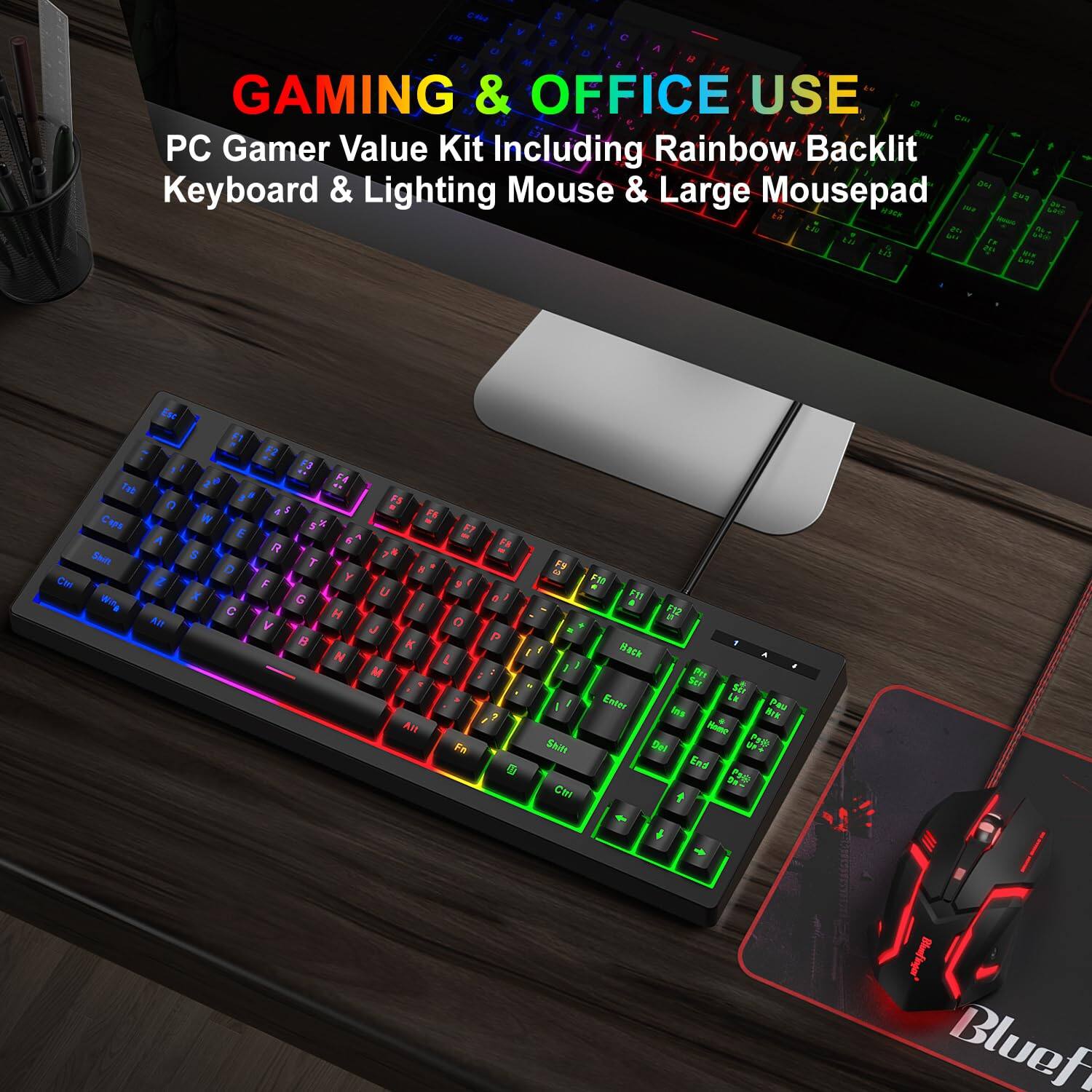 Live At Space Rgb 87 Keys Gaming And Backlit Mouse Combo Usb Wired ...