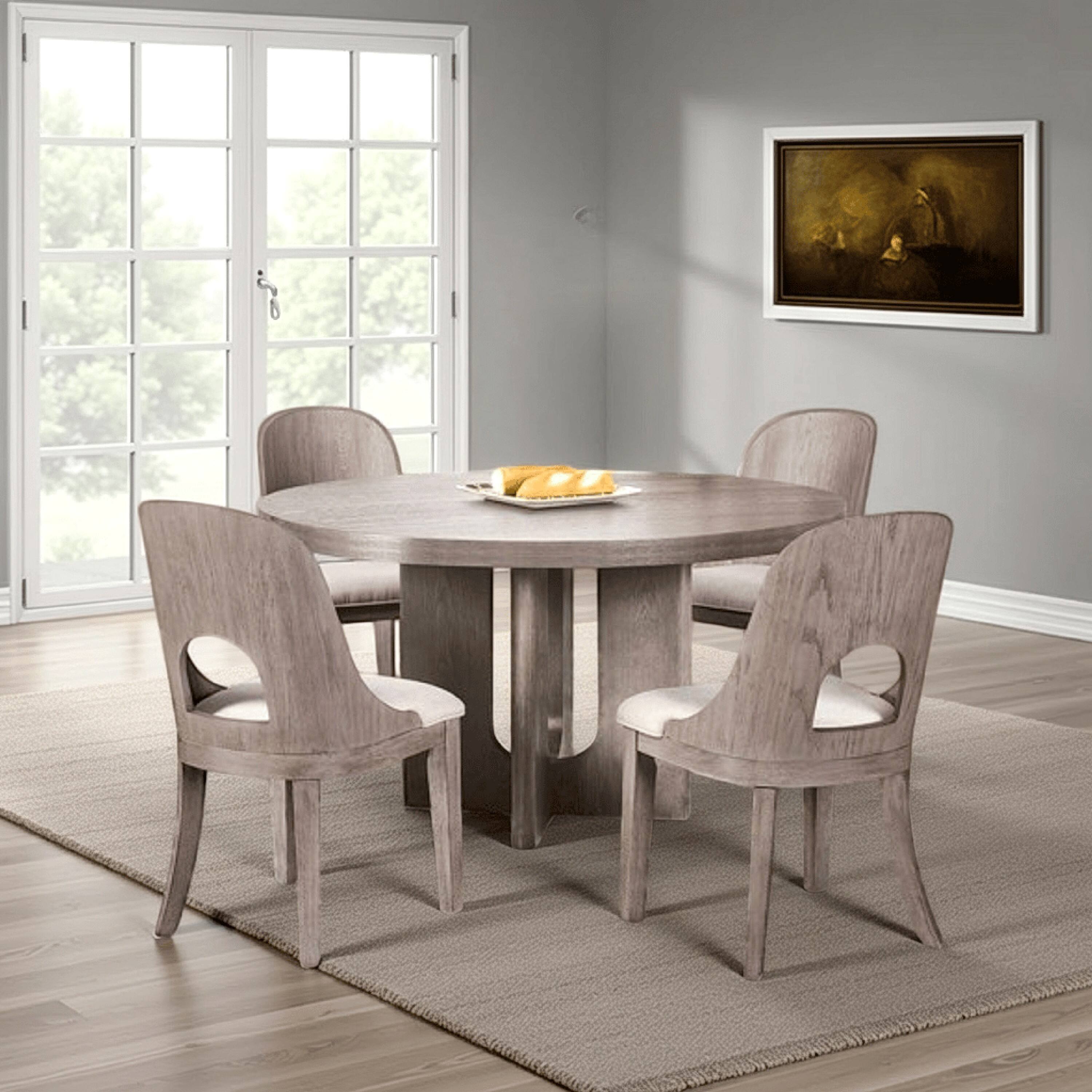 Manhattan Lane Zoko 54 Inch Round Dining Table, Pedestal Base, White ...