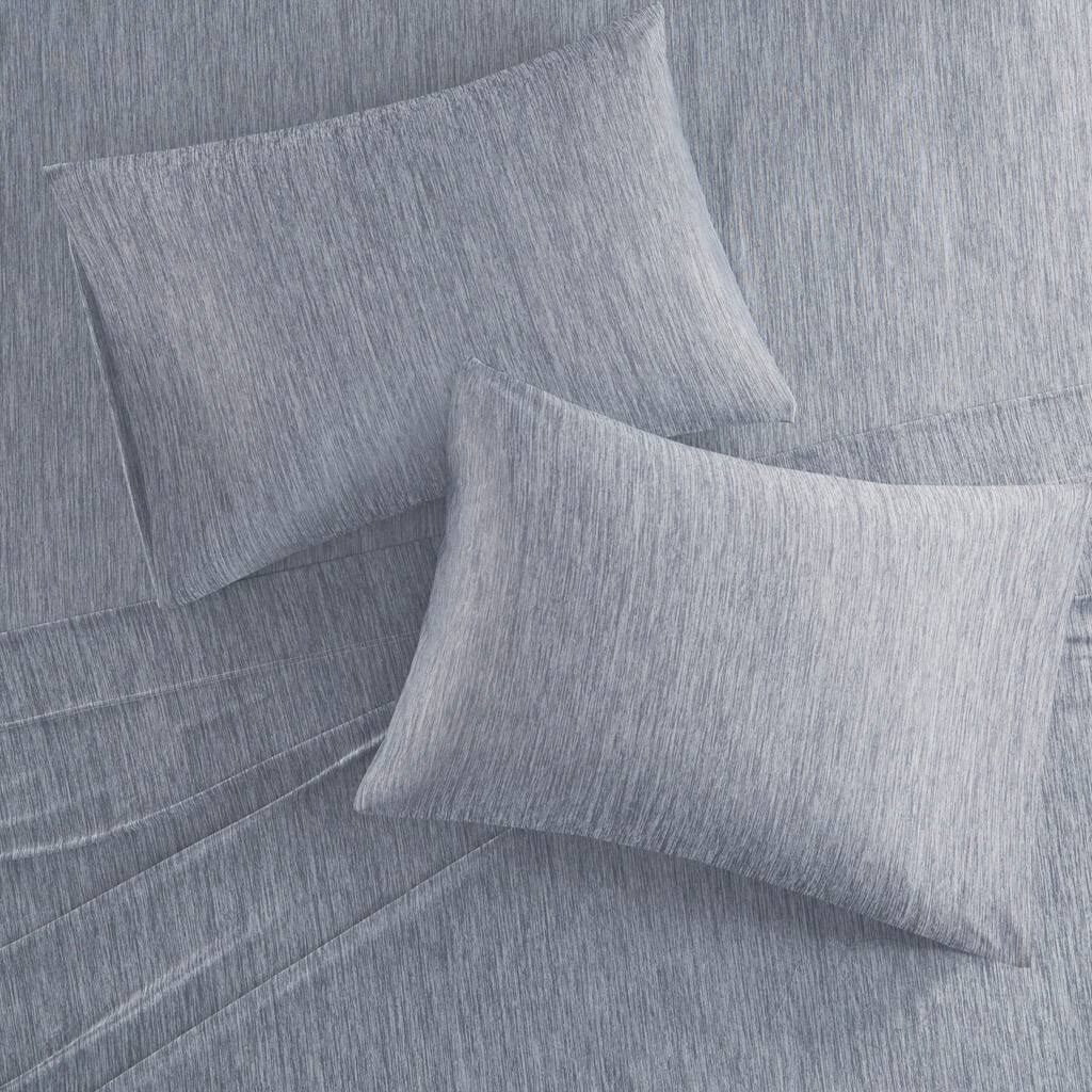 Gracie Mills Azalea Heathered Jersey Knit Nylon Blend Sheet Set Gray ...