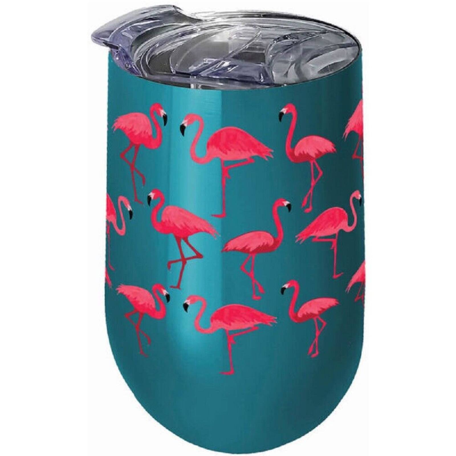 Spoontiques Pink Flamingos Stainless Steel Double Wall Insulated Wine ...
