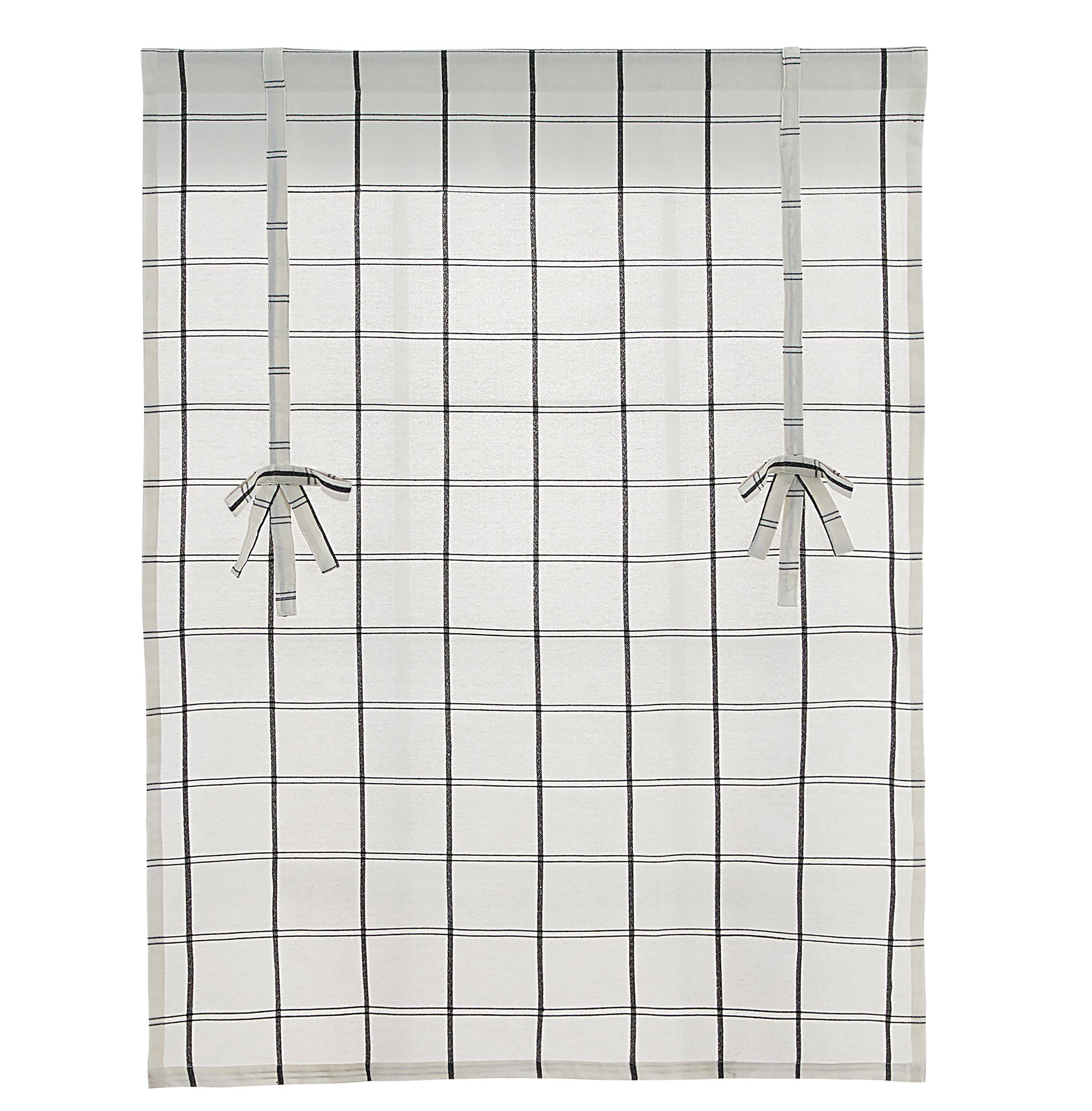 Kate Aurora Maxwell Off Black Plaid Country Farmhouse Tie Up Window ...