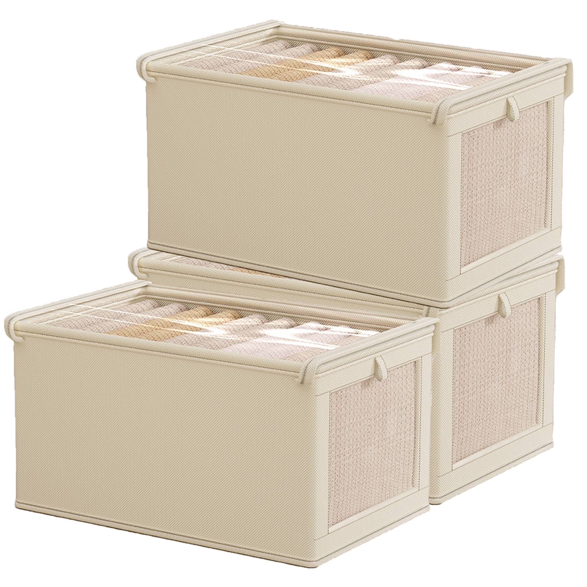 Auledio 3 Pack Extra Large Canvas Storage Boxes With Clear Window ...