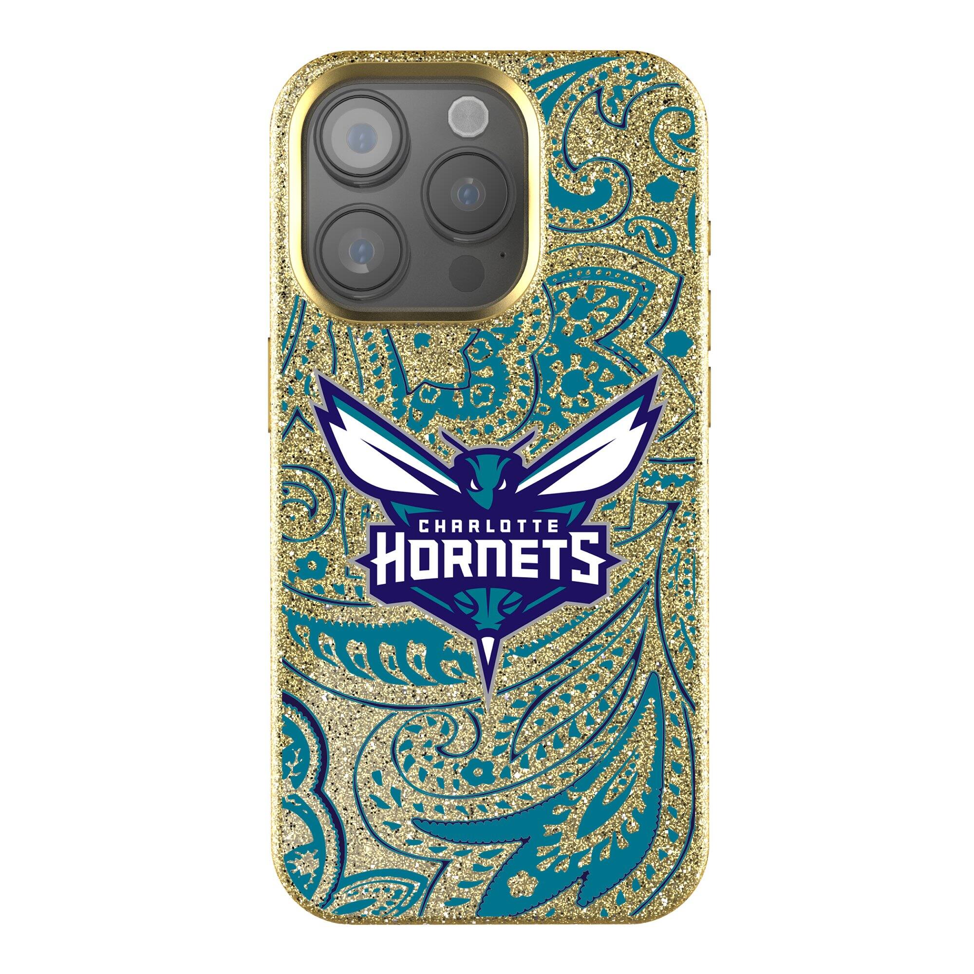 Keyscaper NBA Charlotte Hornets Paisley Bling iPhone Case 14 Plus Gold ...