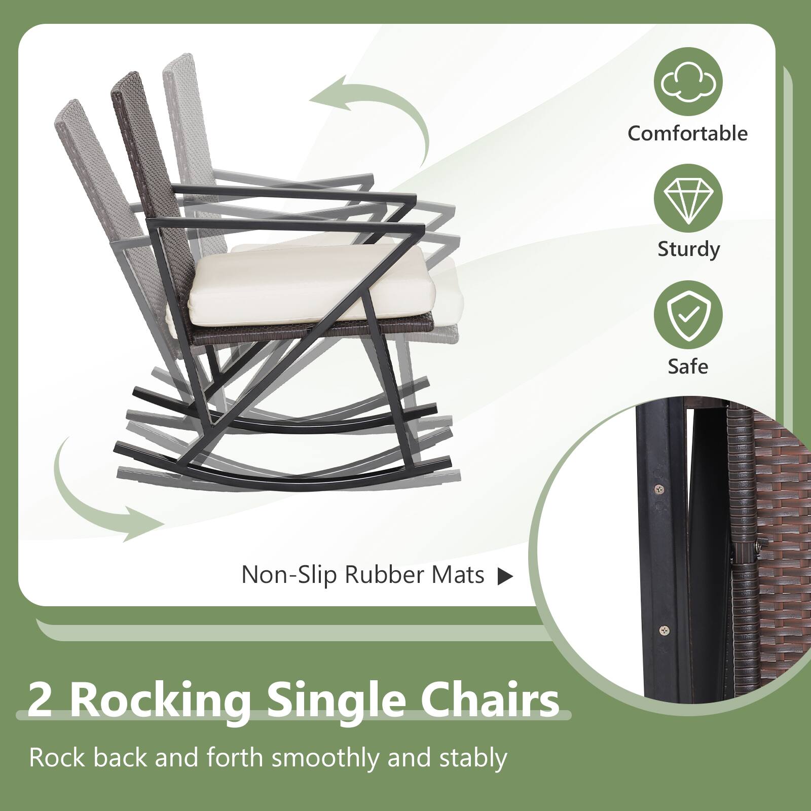 Gymax Set of 4 Patio Rattan Wicker Rocking Chairs Loveseat Table Rocker ...