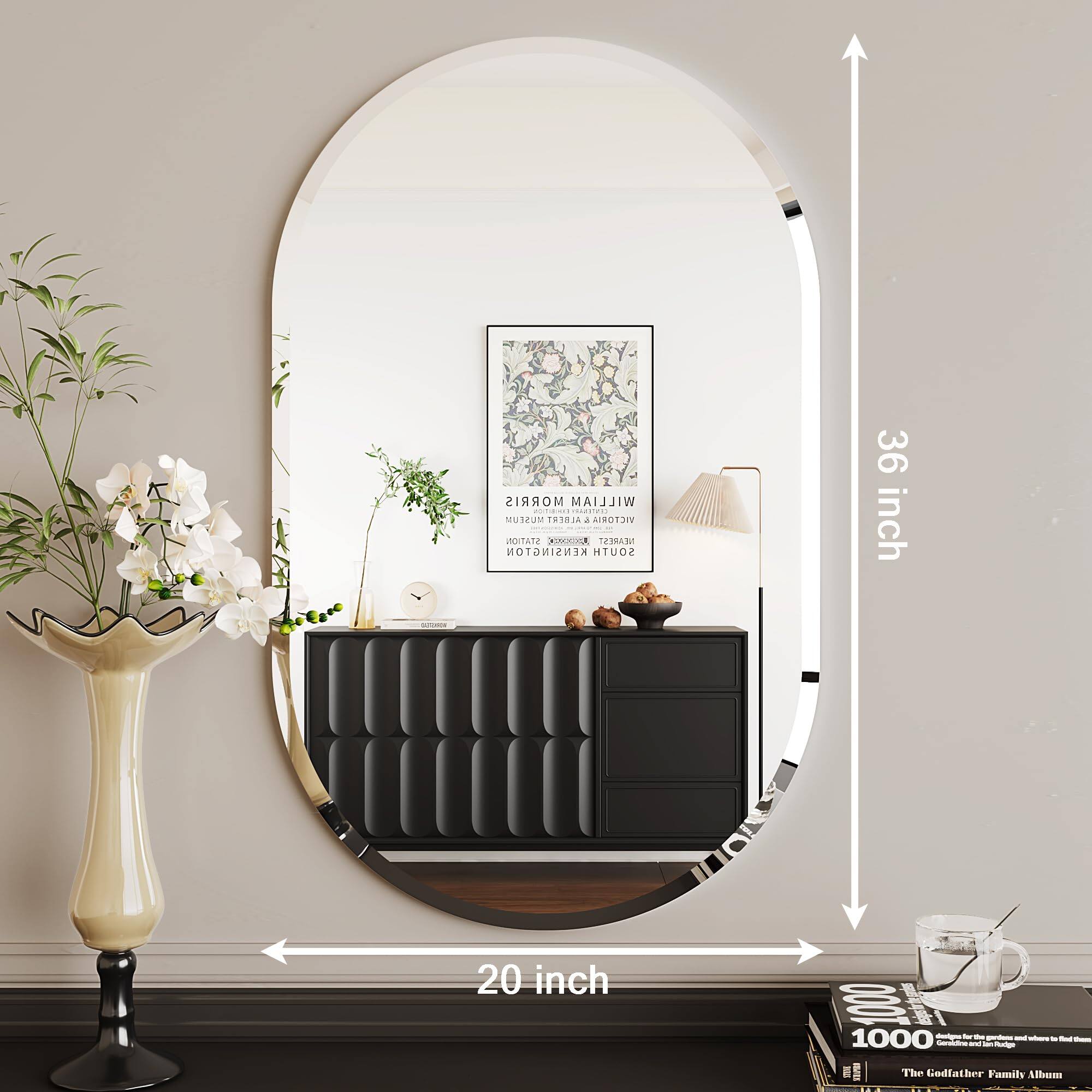 Comfort Essence 20x36 Frameless Mirror Oval Mirrors For Bathroom ...