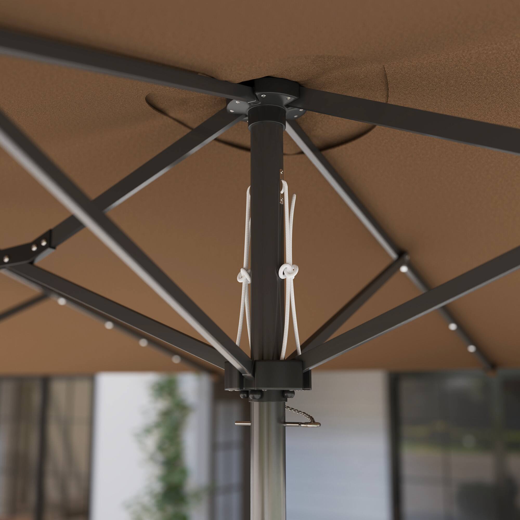 Outsunny 14.8ft Double Umbrella, Large Outdoor Patio Sun Shade with LED ...