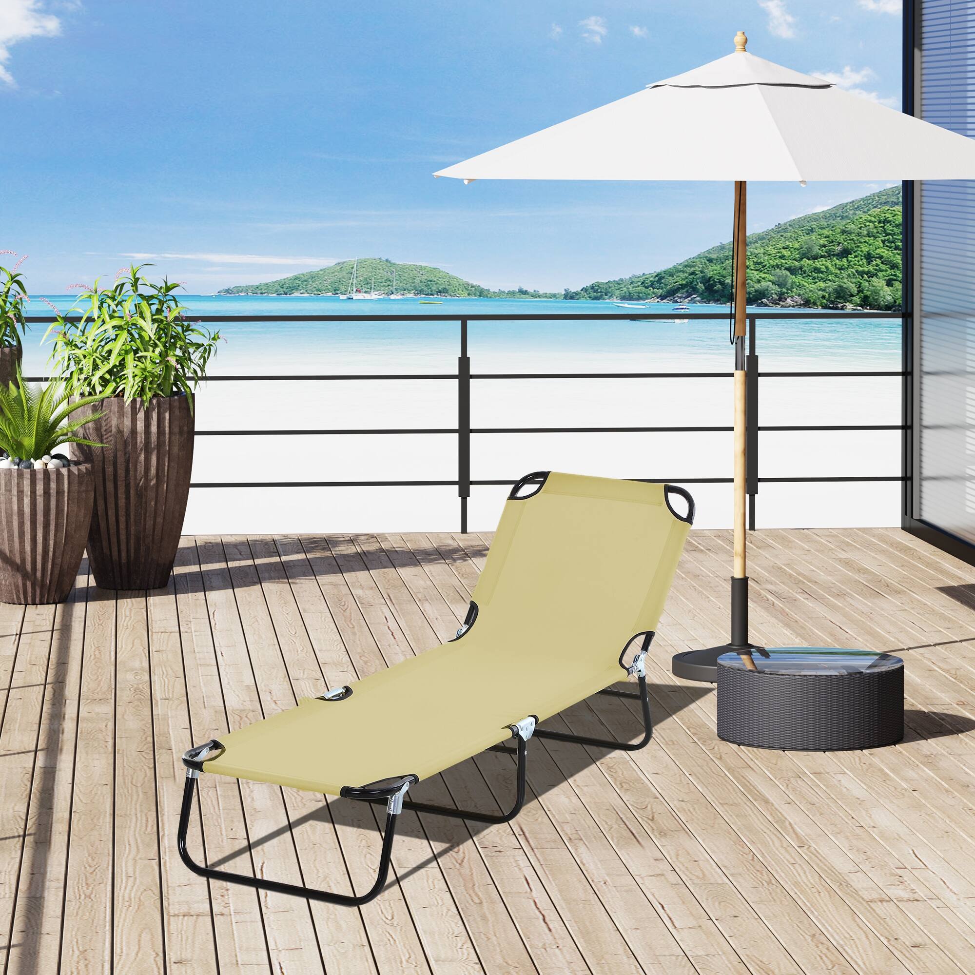 Outsunny Folding Chaise Lounge Pool Chairs, Outdoor Sun Tanning Chairs ...