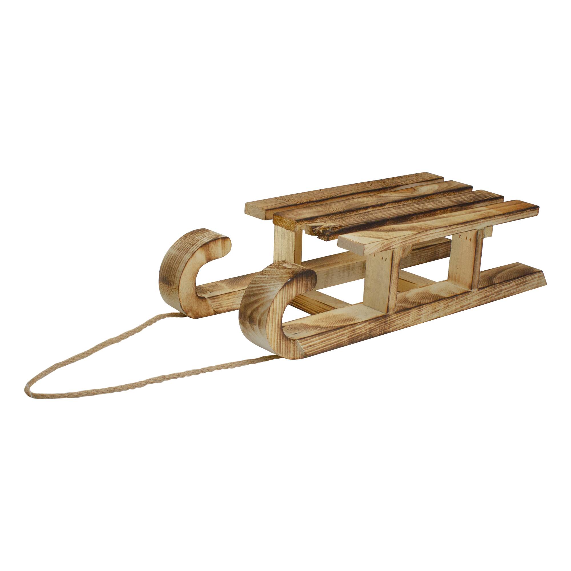 Northlight Rustic Wooden Sleigh with Twine Rope Christmas Wall ...