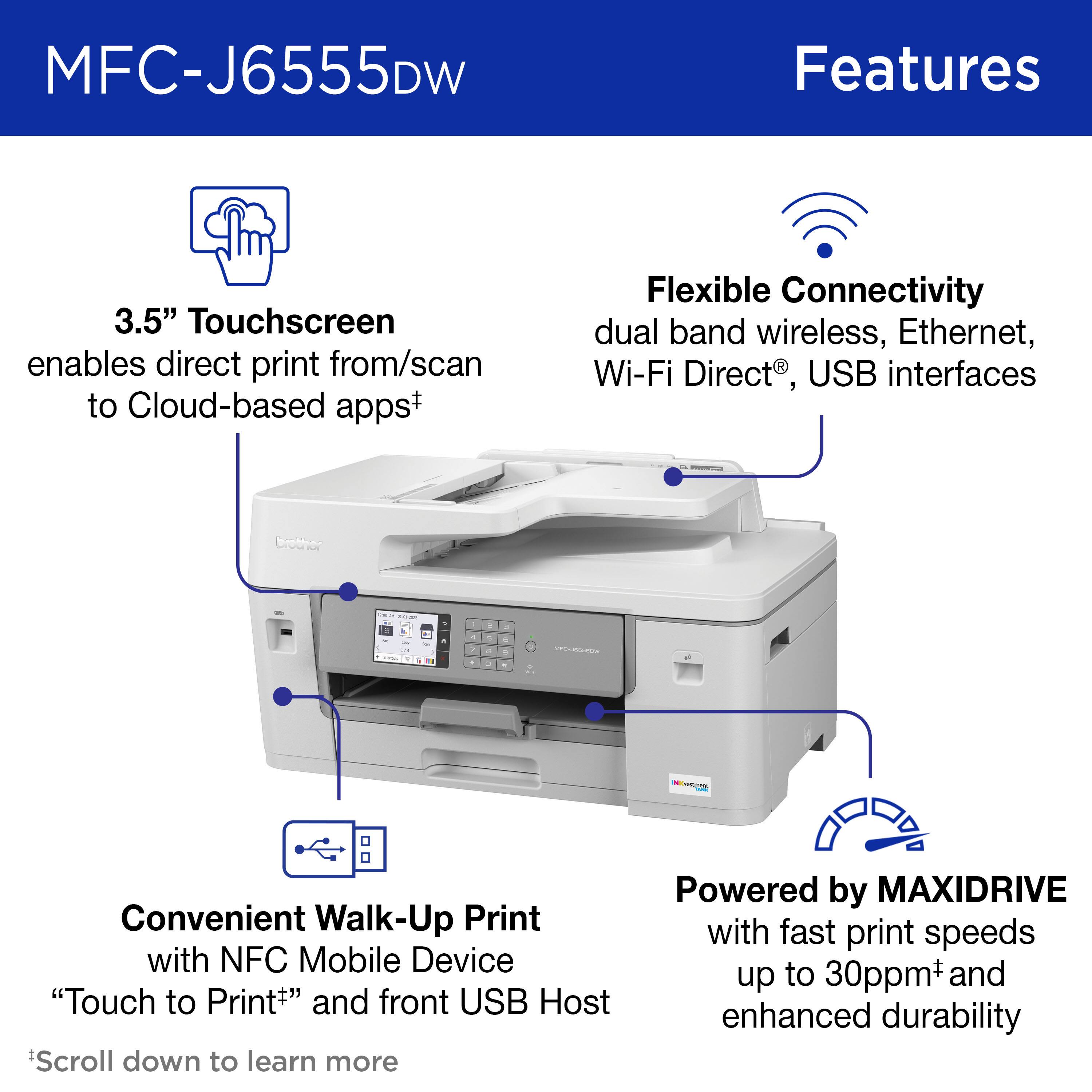 Brother MFC J6555DW INKvestment All in One Inkjet Printer with up to 1 ...