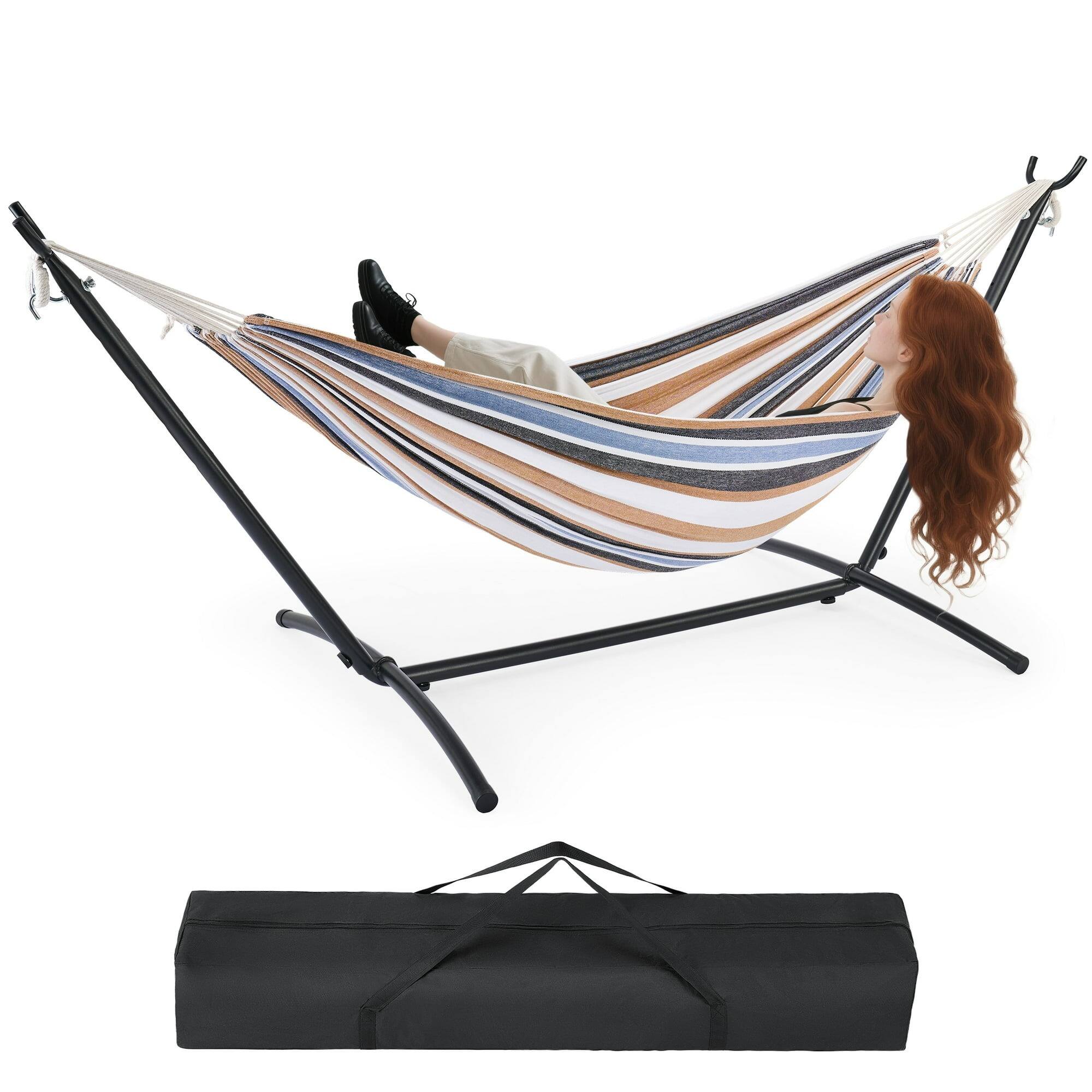 Home Collection 9 Ft Double Hammock with Space Saving Steel Stand and ...