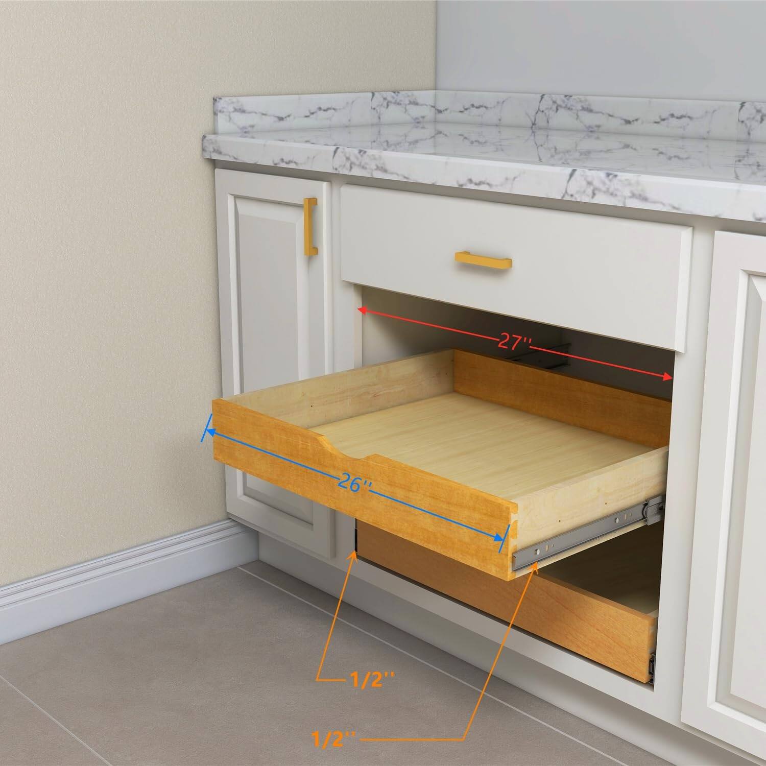 Hirose Alice Width Pull Out Drawer For Cabinets Dovetail Joint Roll ...