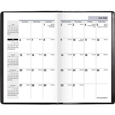 AT A GLANCE 2025 2026 3.5" x 6" Academic Year Monthly Planner, Faux ...