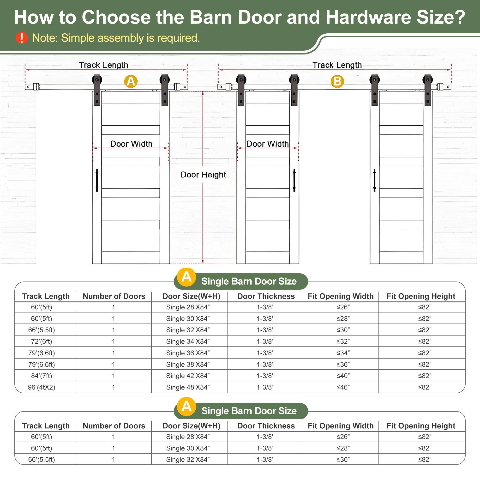 Mirfee 5 Panel Glass Sliding Barn Door with 6.6FT Hardware Kit & Guide ...