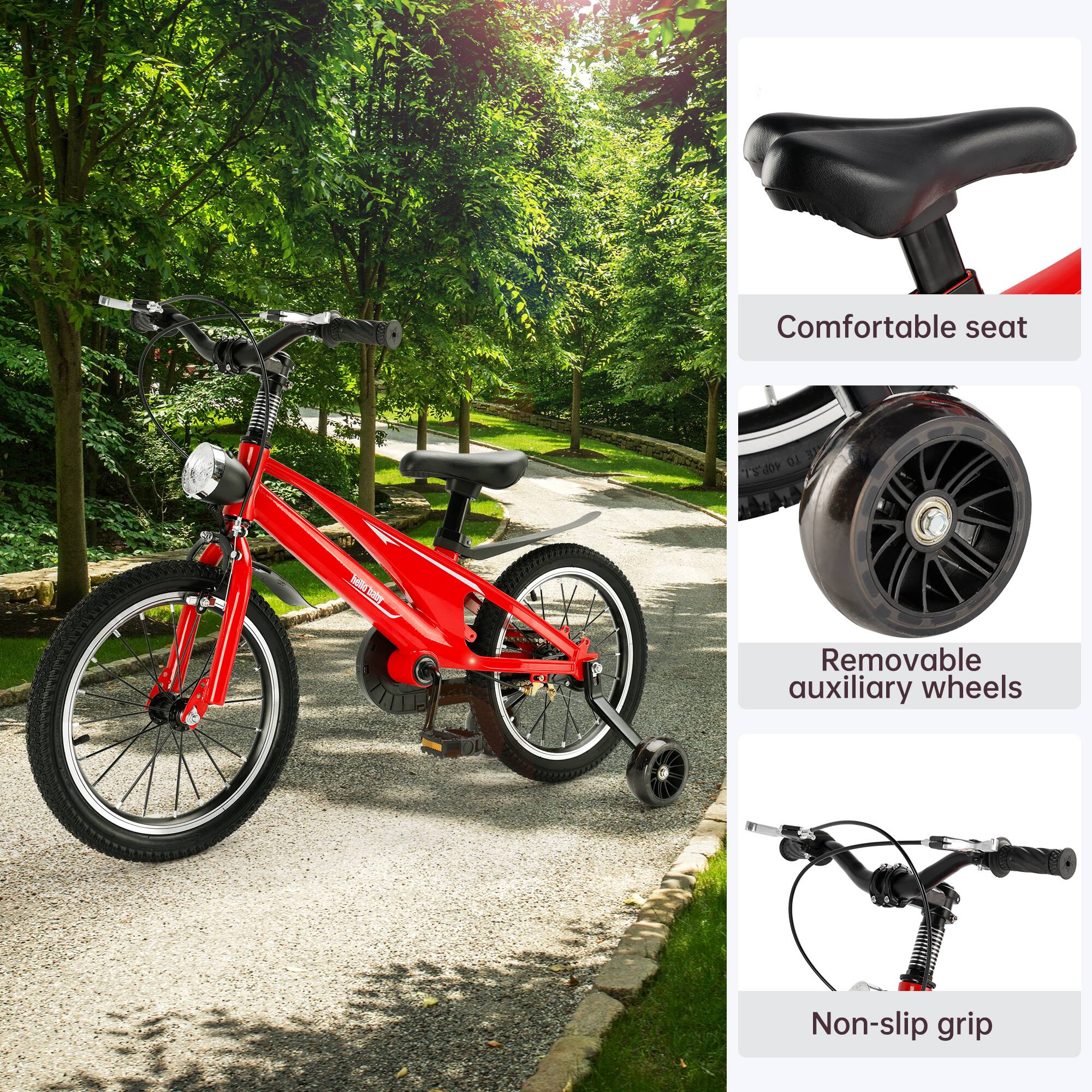 Topteng 16 Inch Magnesium Alloy Kids Bike with Basket, Training Wheels & Adjustable Seat for ...