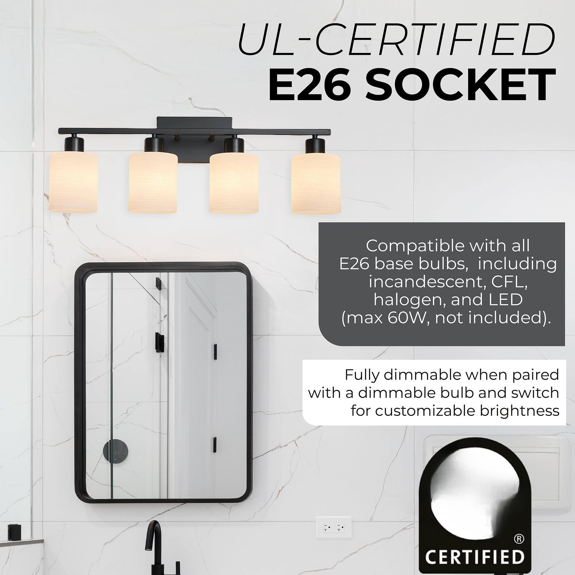 Earthley Blooms Modern Bathroom Vanity Light Milky Glass Shades Wall ...