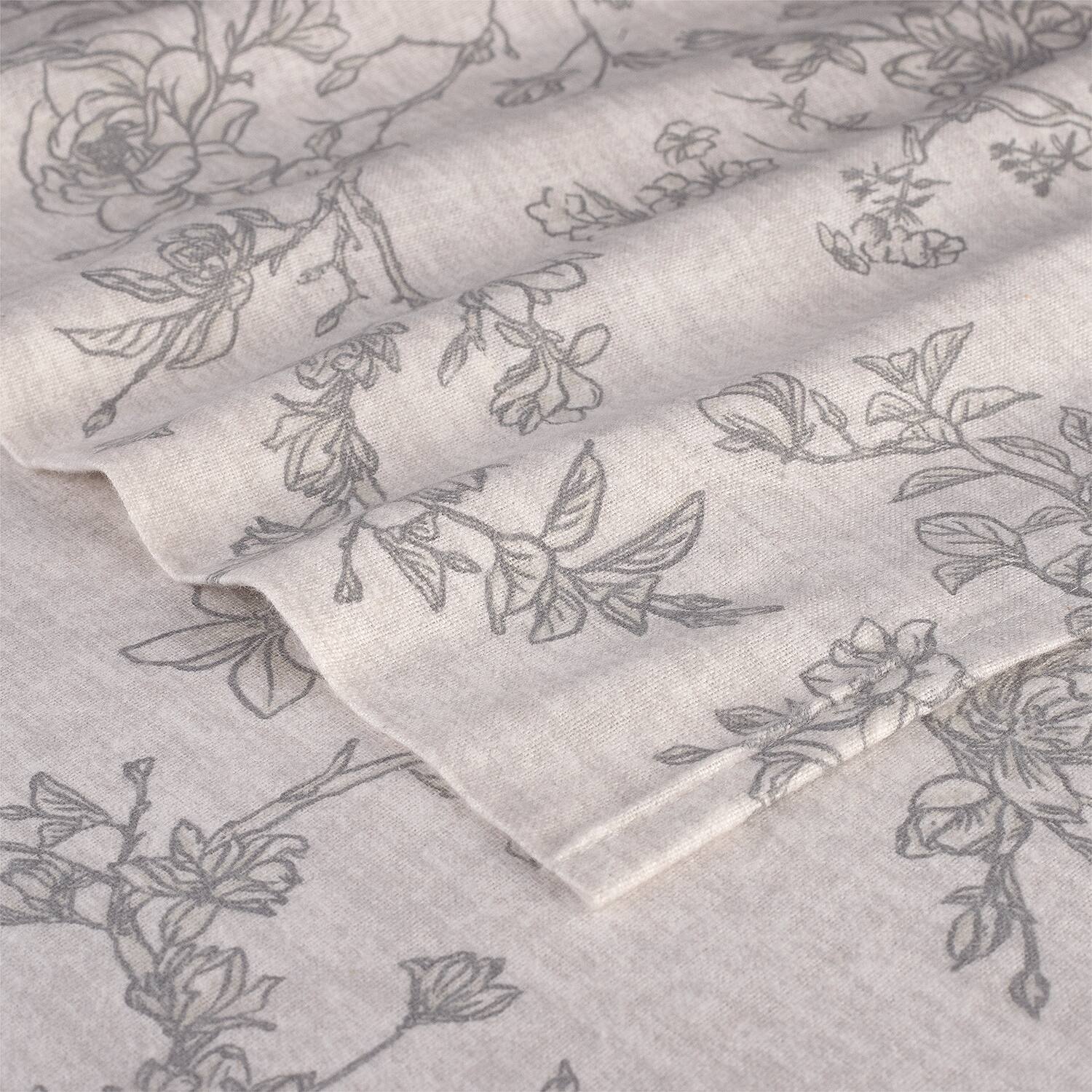 Kathy Ireland 100% Turkish Cotton Flannel Sheet Set Grey Toile 1296 ...