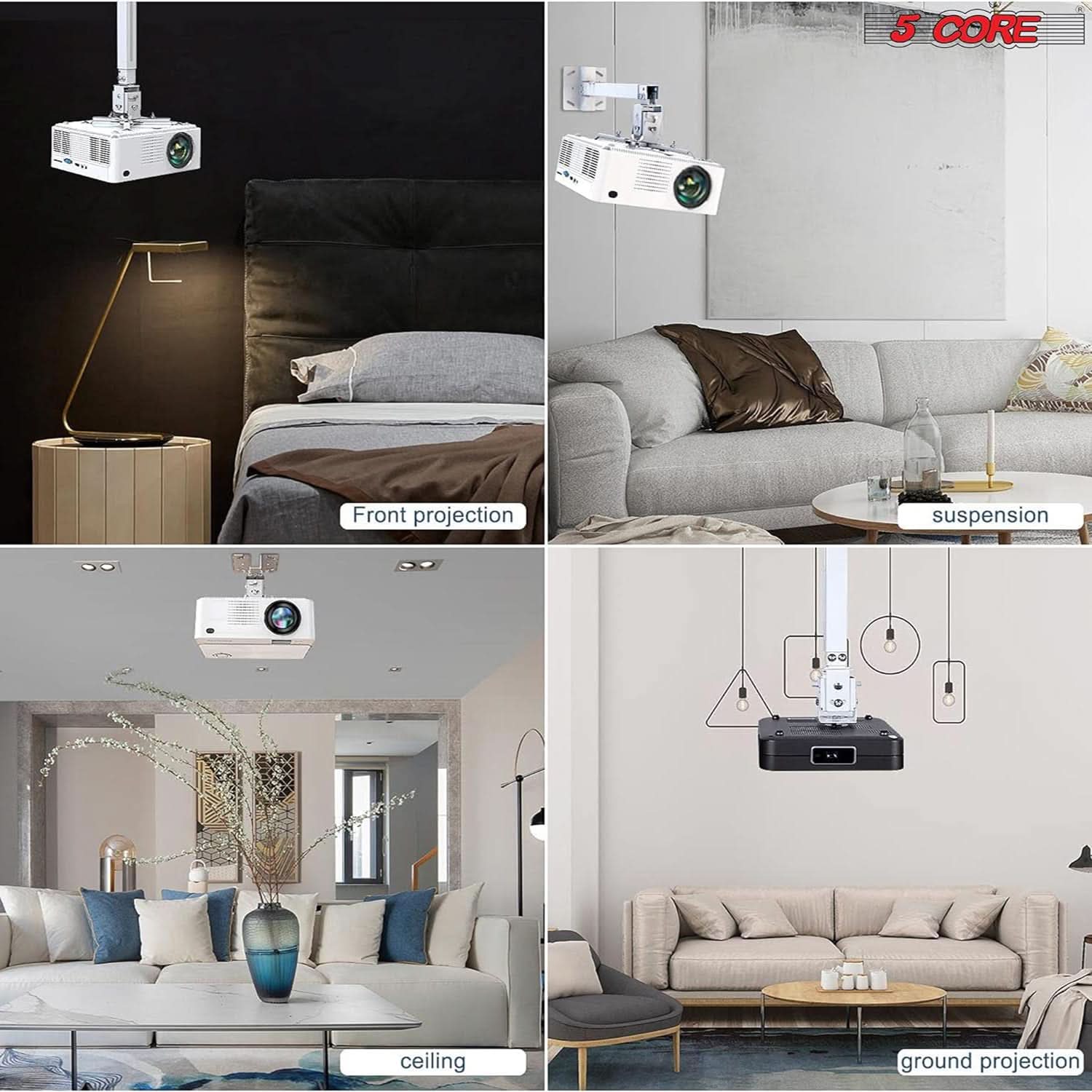 5 CORE 5Core Universal 360° Swivel TILT HD Projector Mount Ceiling Wall ...