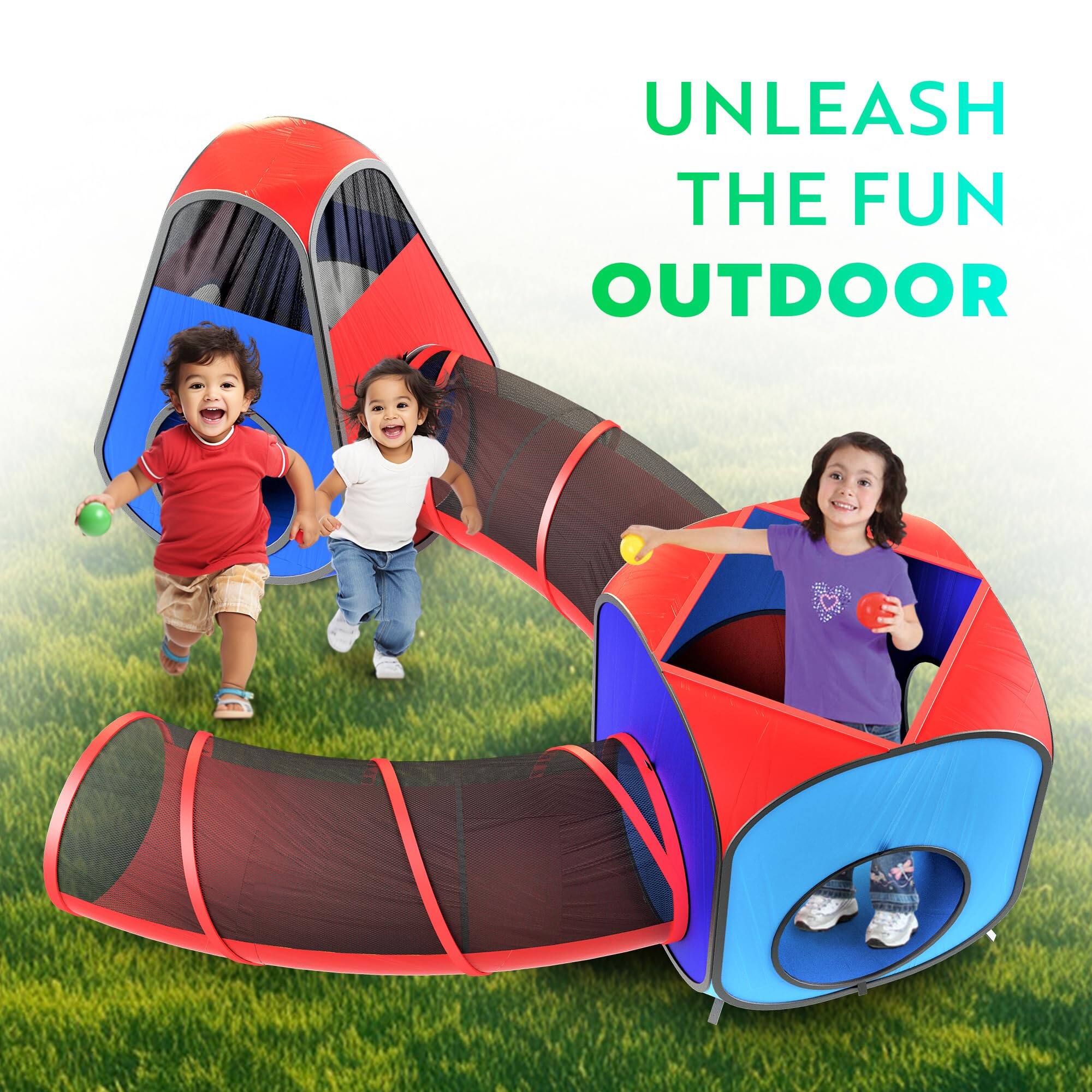 Paradigms Interiors Pop Up Play Tent And Tunnel Bundle For Indoor ...